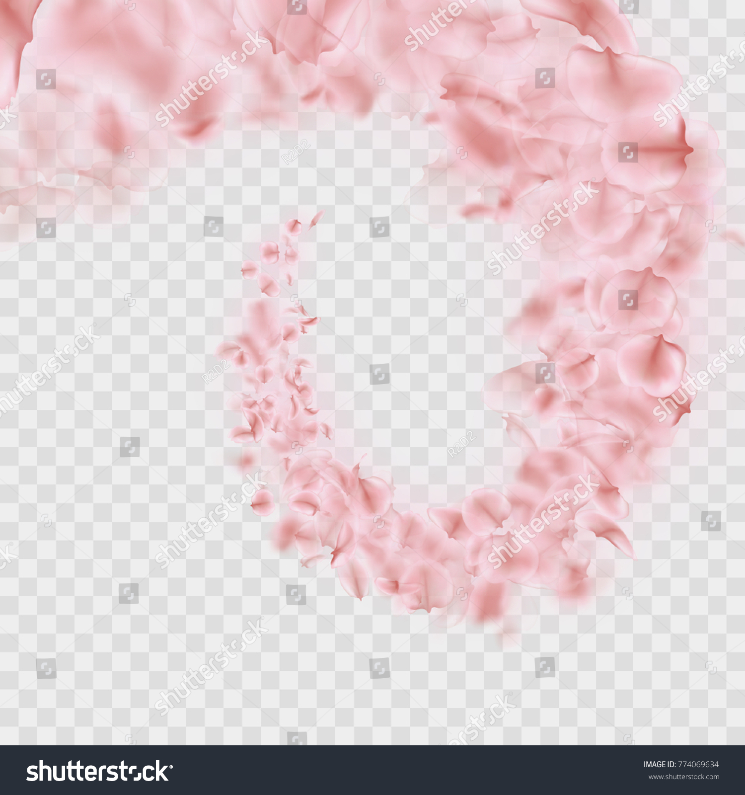 Sakura Petals Falling Vortex Transparent Effect Stock Vector (Royalty ...