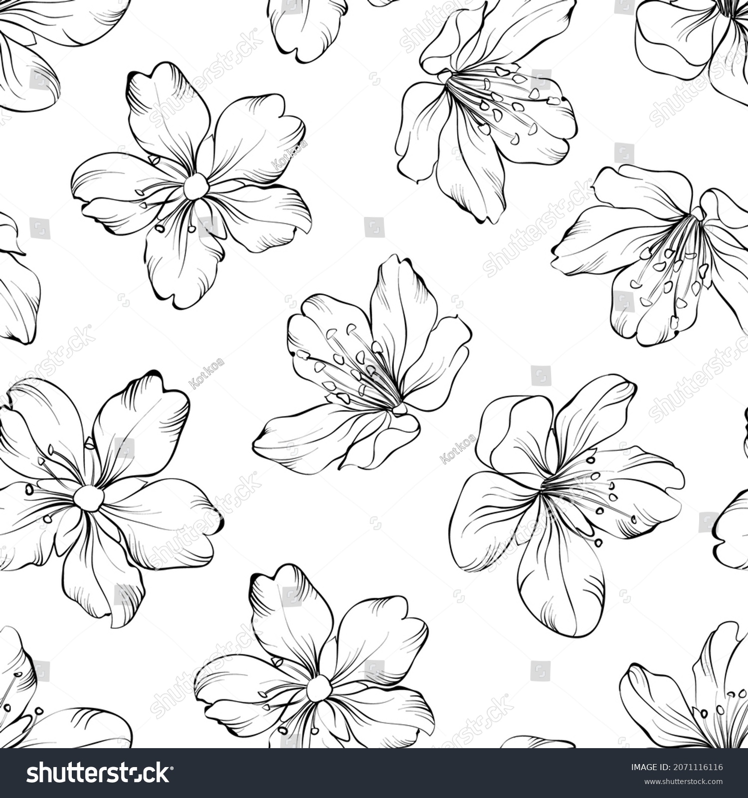 Sakura Seamless Pattern On White Background Stock Vector (Royalty Free ...