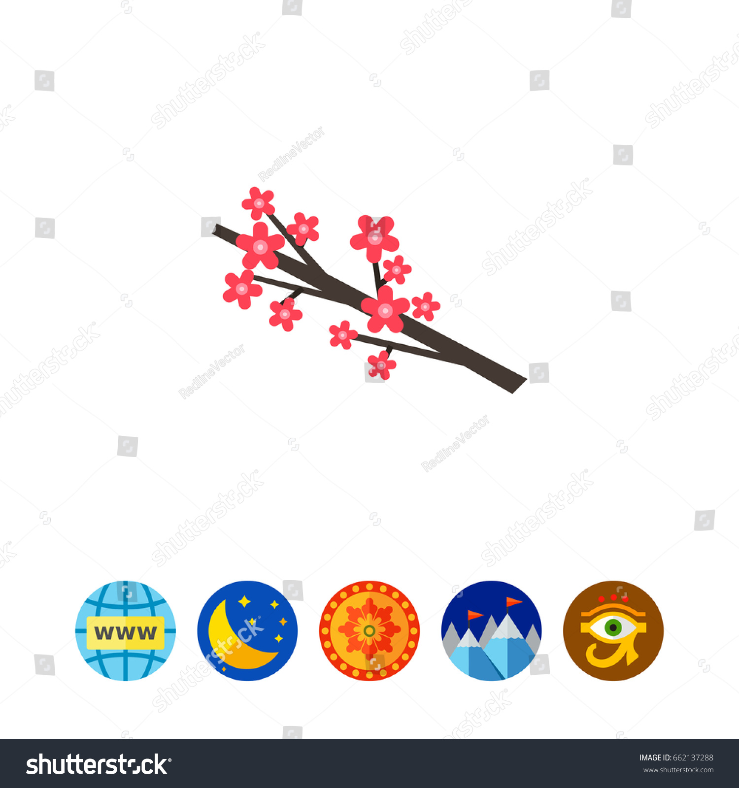 Sakura Twig Icon Stock Vector (Royalty Free) 662137288 | Shutterstock