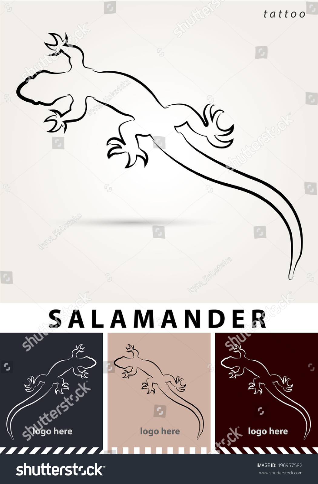 Salamander Tattoo Logo Stock Vector (Royalty Free) 496957582