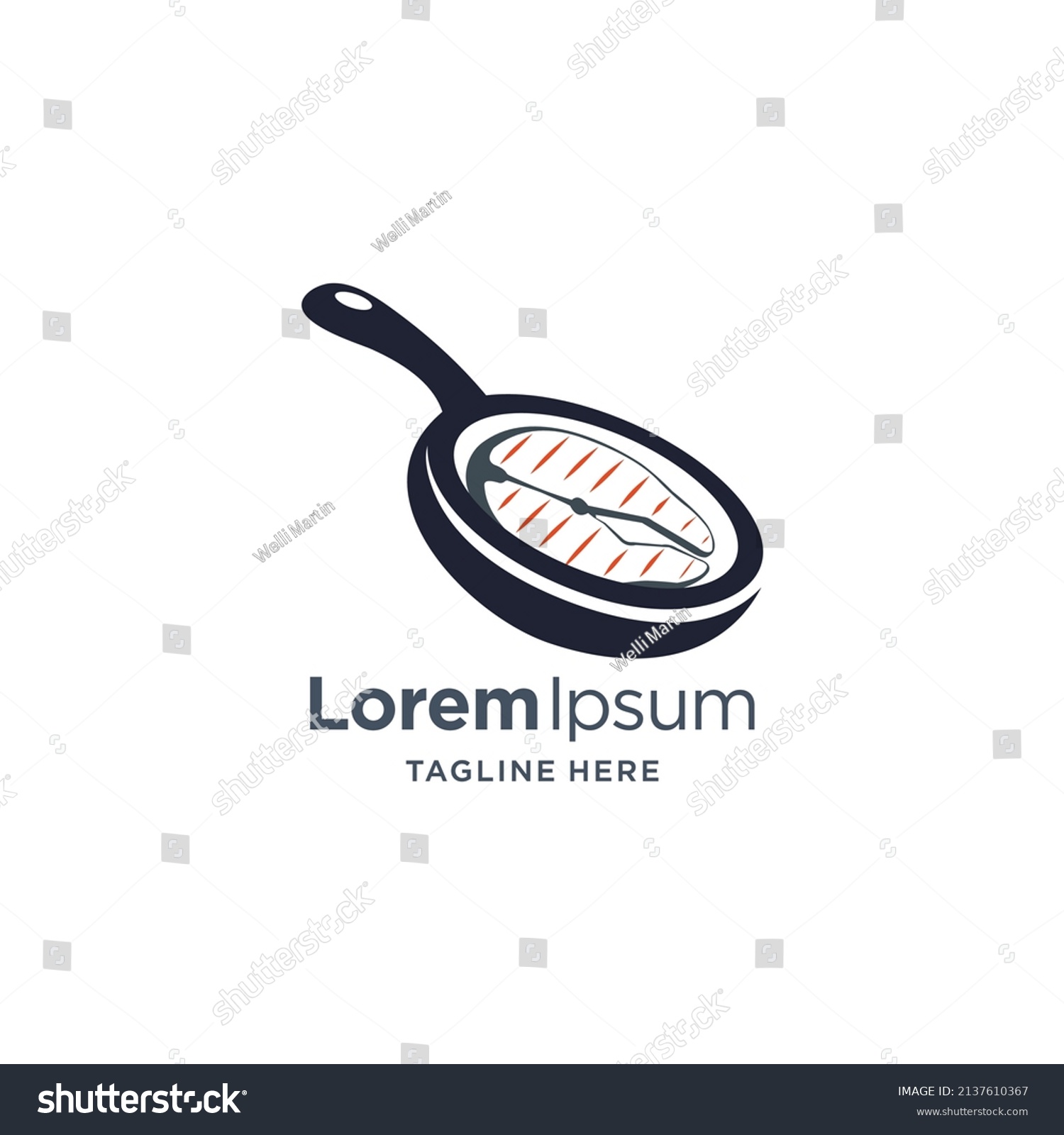 Salmon Frying Logo Concept Design Stock Vector (Royalty Free ...