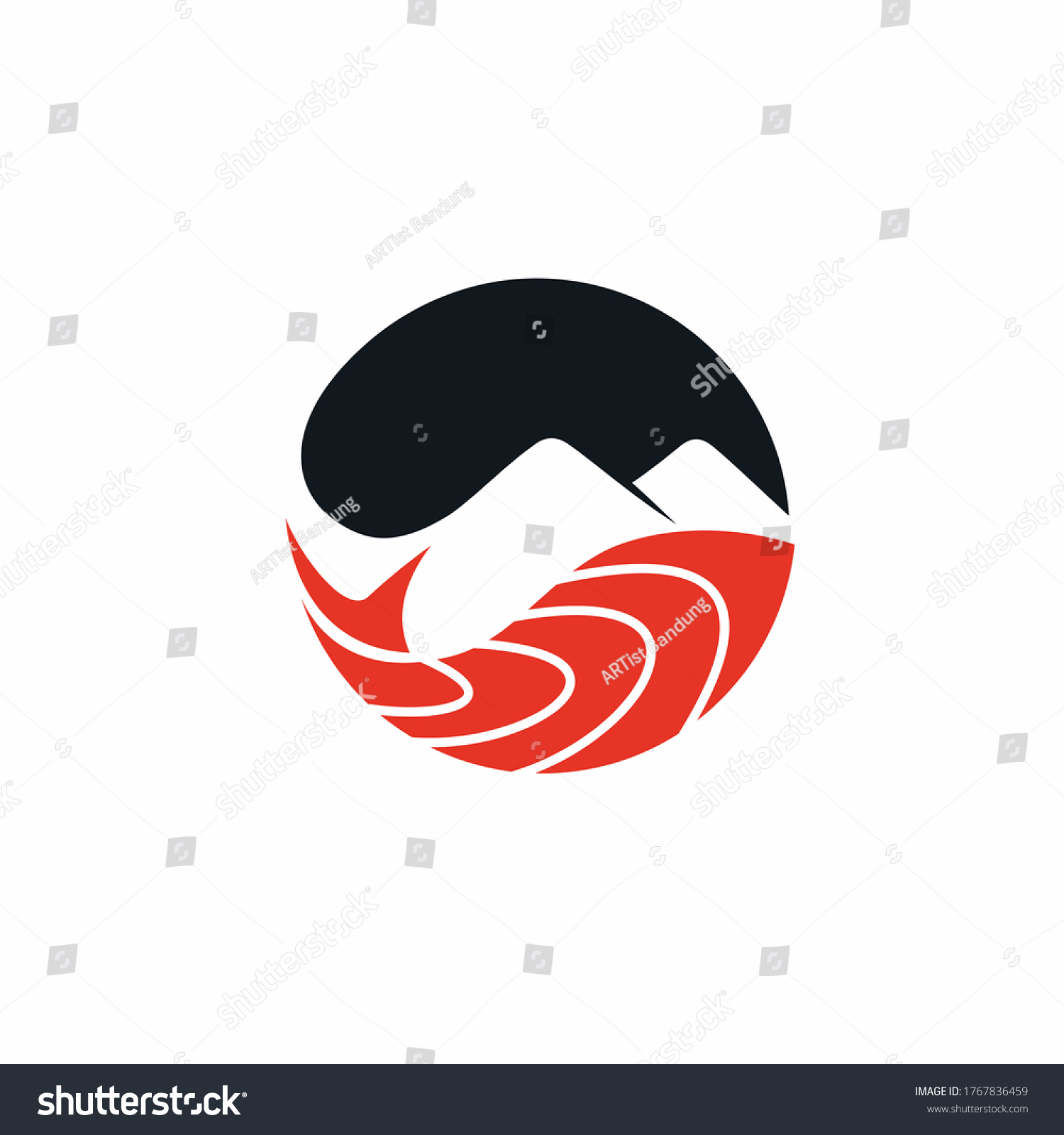 Salmon Vector Mountain Silhouette Stok Vektör (Telifsiz) 1767836459 ...