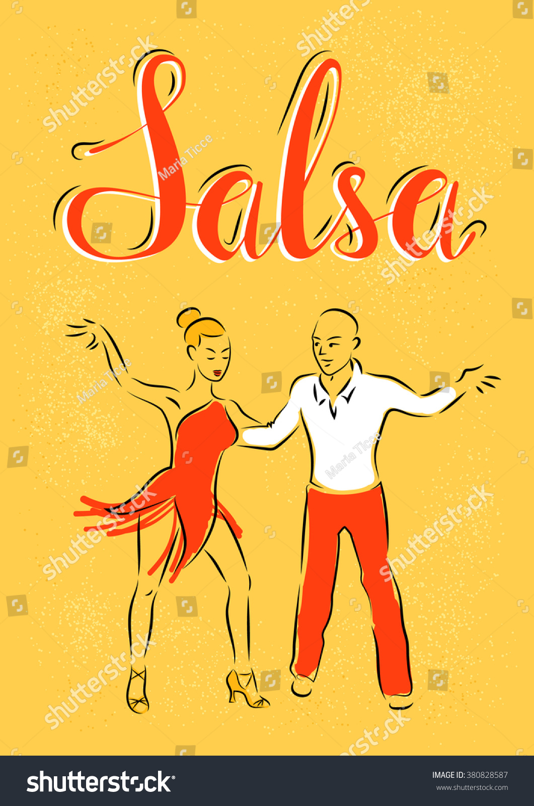Salsa Cuban Dance Poster Dancing Couple Stock Vector 380828587 ...
