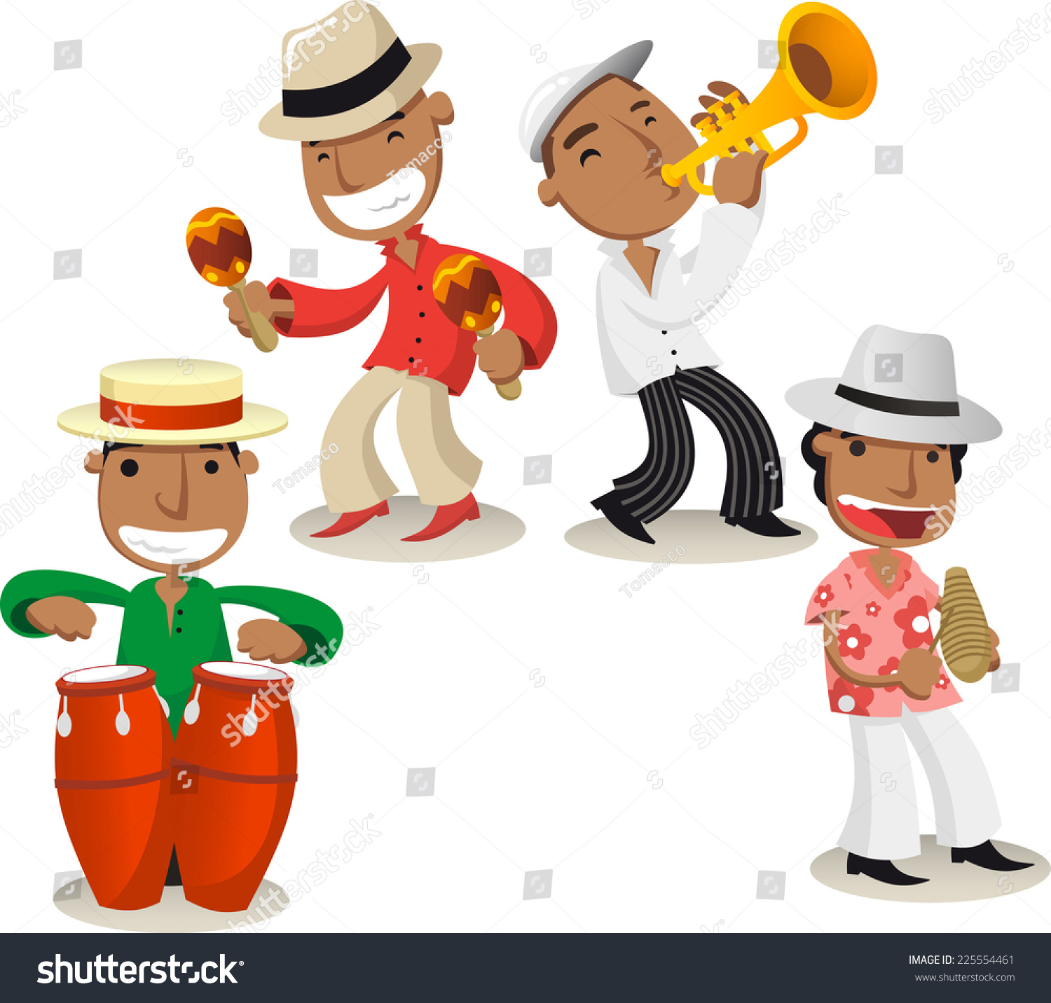 Salsa Musicians Cartoons: vector de stock (libre de regalías) 225554461 ...