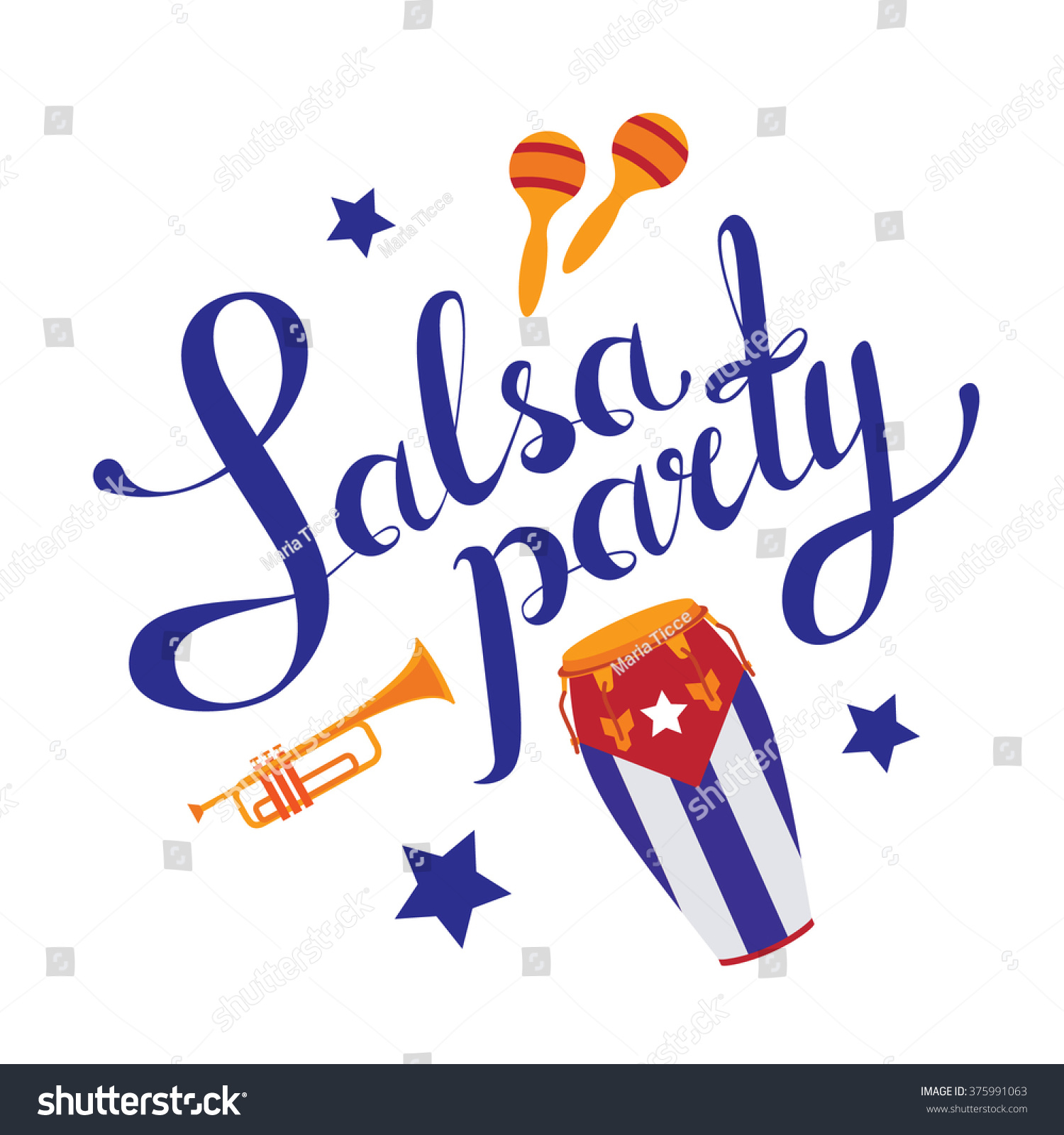 Salsa Party Vector Lettering Poster Stock Vector (Royalty Free) 375991063
