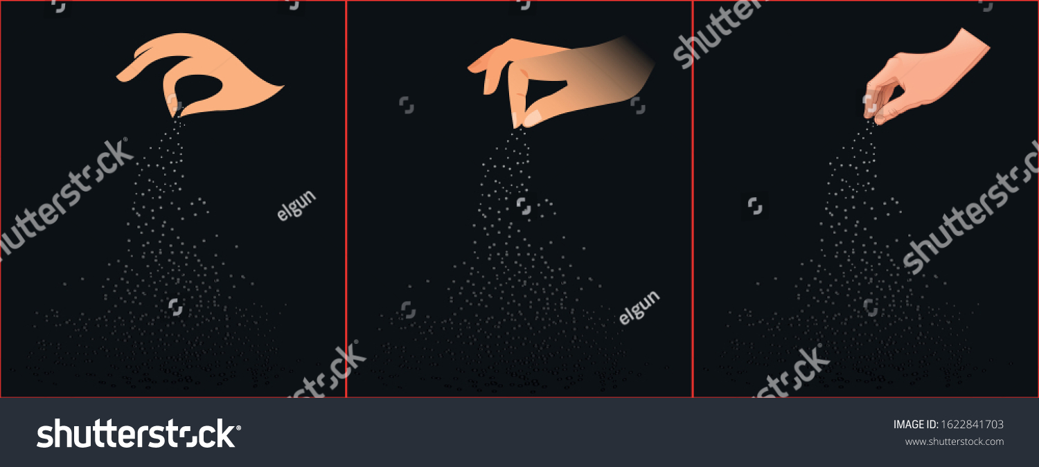 Salt Sprinkling Human Hands Vector: vector de stock (libre de regalías ...