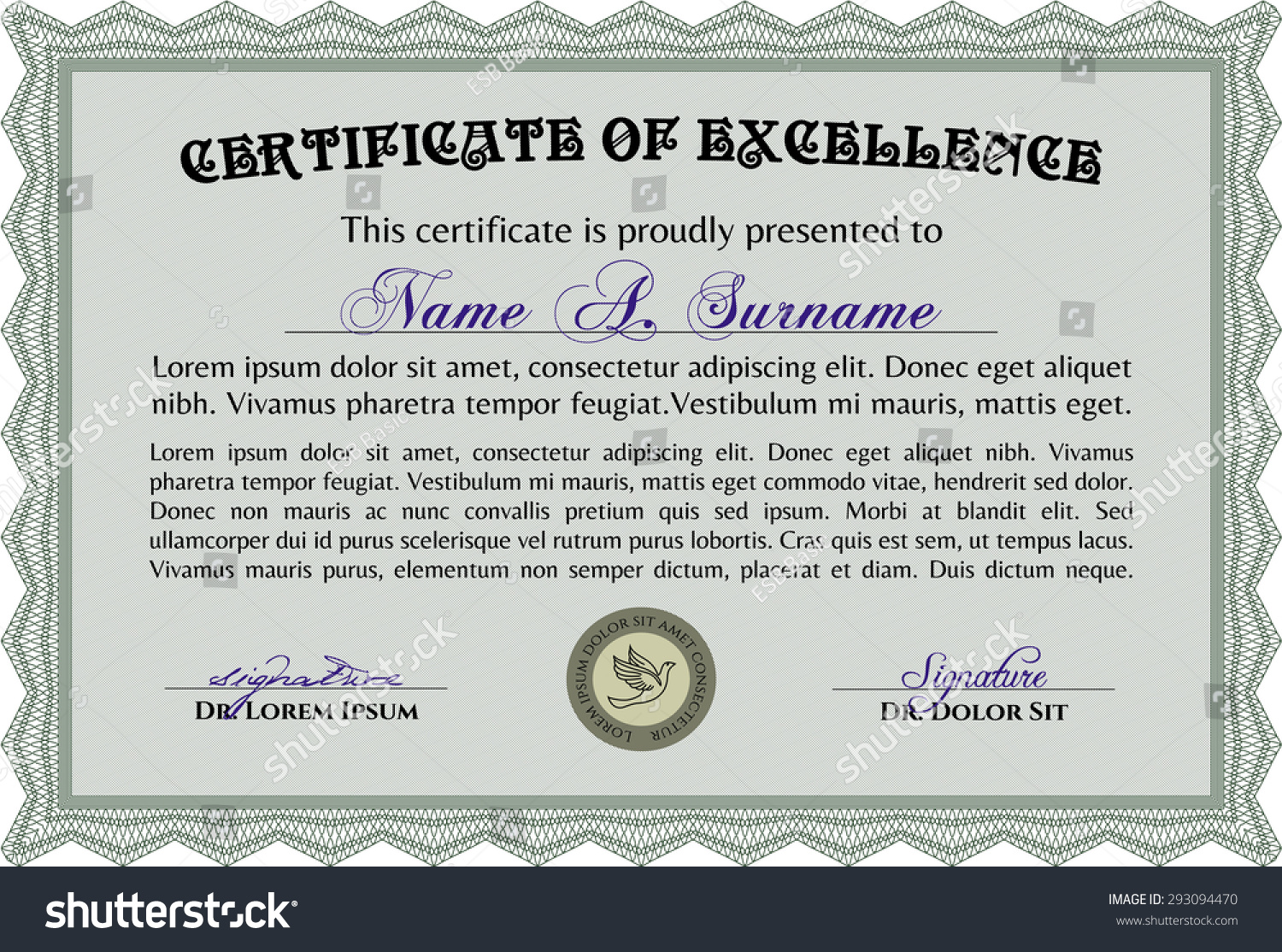 Sample Certificate Diploma Border Frameretro Design 库存矢量图（免版税）293094470 ...
