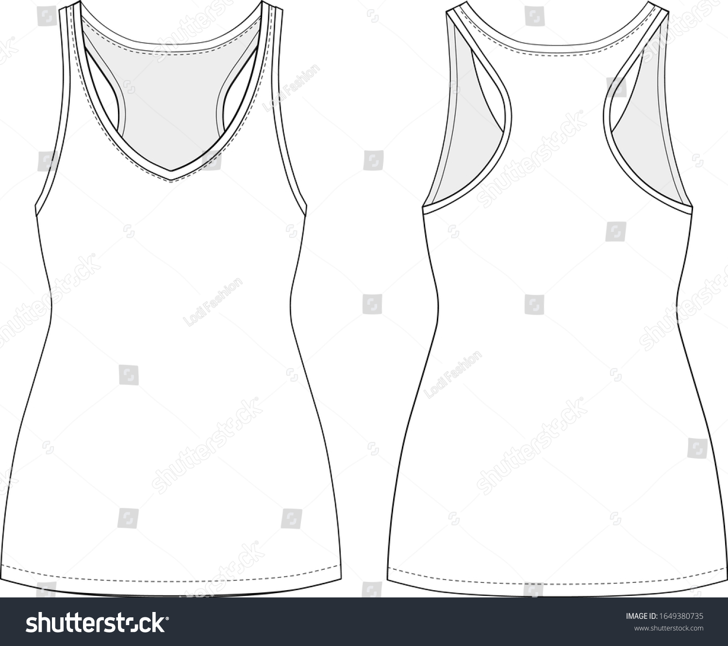 Sample Technical Drawing Tank Top Stock Vector (Royalty Free) 1649380735