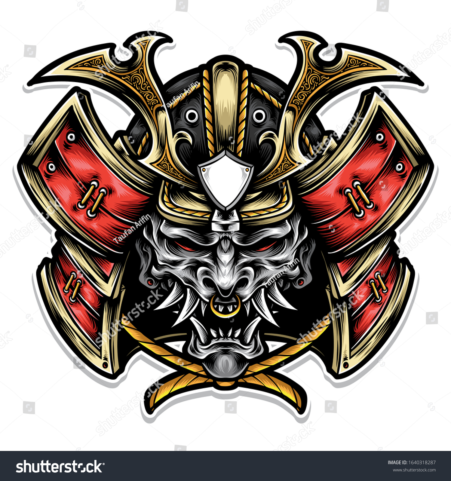Samurai Armor Mask Vector Logo Stock Vector (Royalty Free) 1640318287