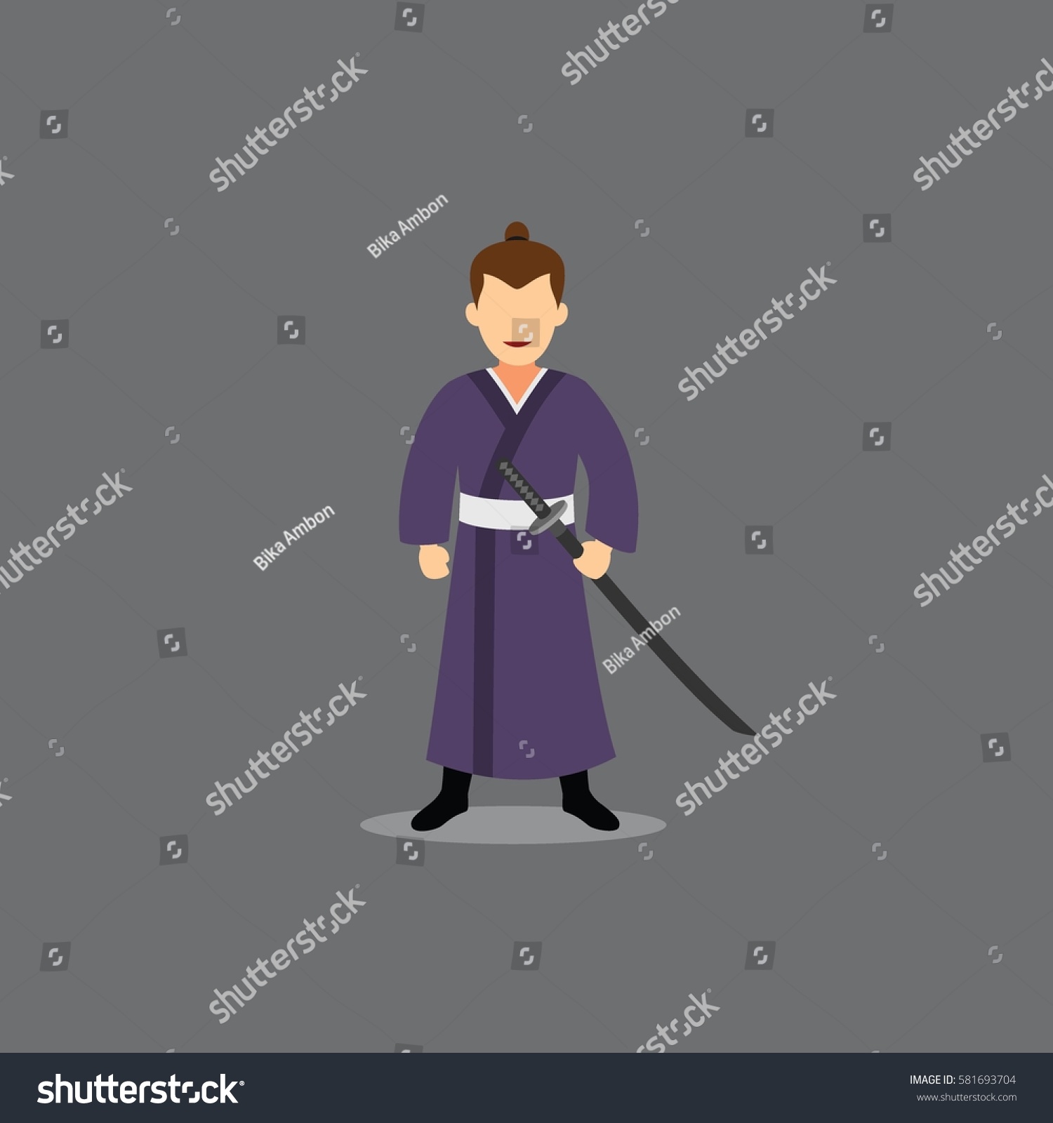 Samurai Character Design Vector Stock Vector (Royalty Free) 581693704 ...