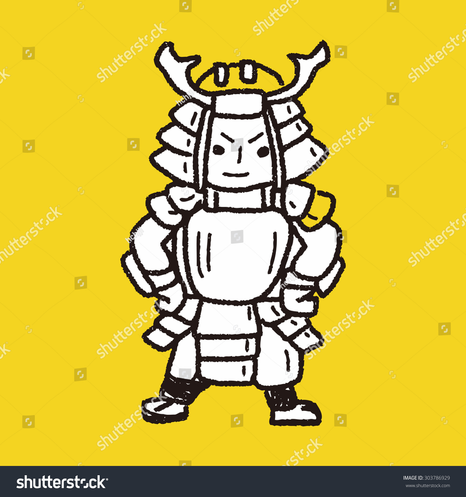 Samurai Doodle Stock Vector (Royalty Free) 303786929