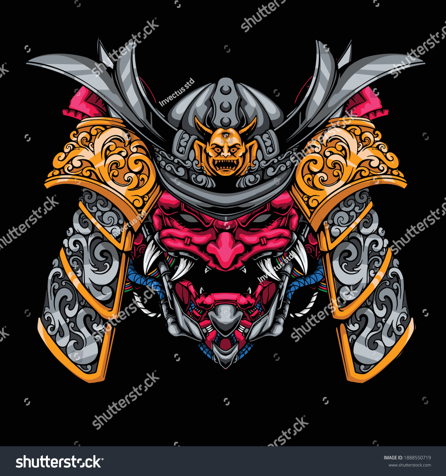 Samurai Face Dark Design Logo Vector: เวกเตอร์สต็อก (ปลอดค่าลิขสิทธิ์ ...