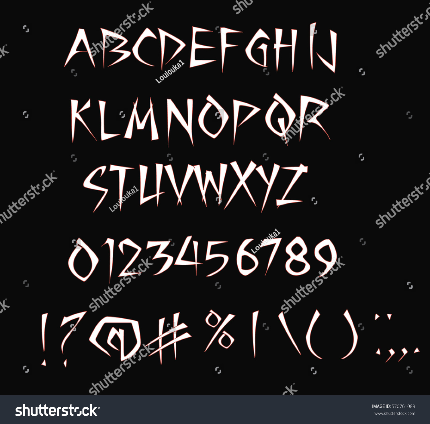 Samurai Font Handwriting Font Vector Stock Vector (Royalty Free ...