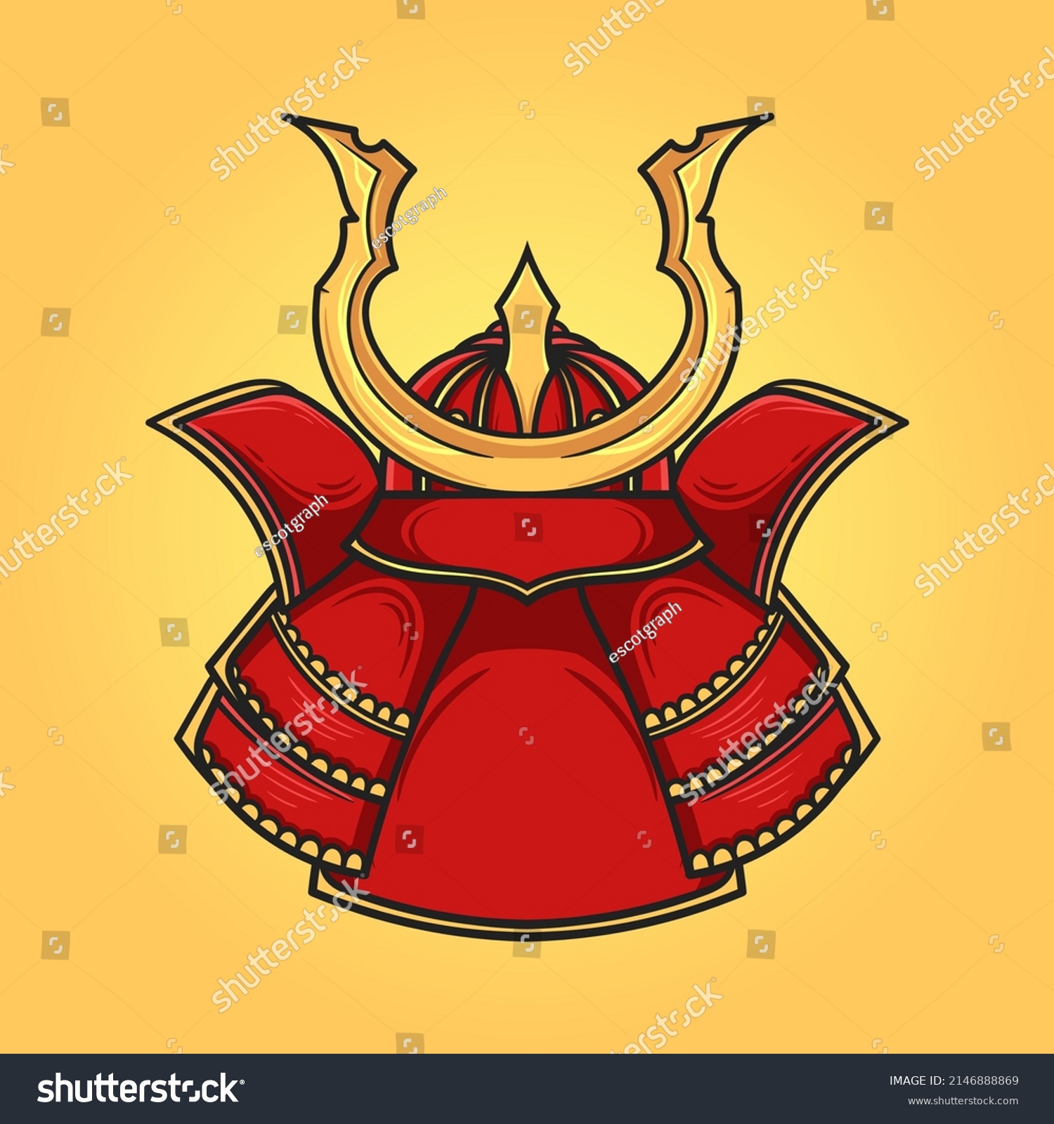 Samurai Helmet Red Vector Illustration Stock Vector (Royalty Free ...