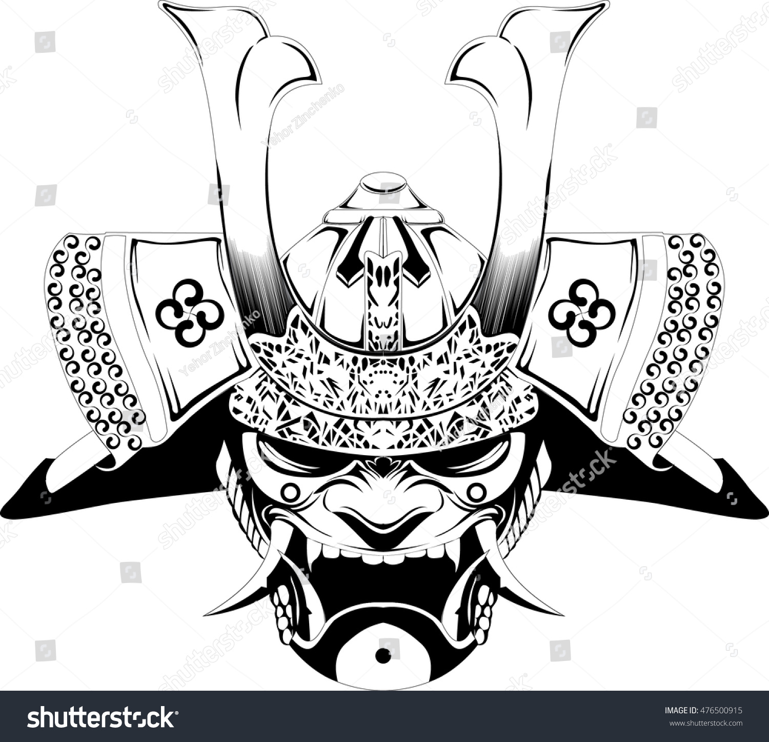 Máscara de Samurai: vector de stock (libre de regalías) 476500915 ...