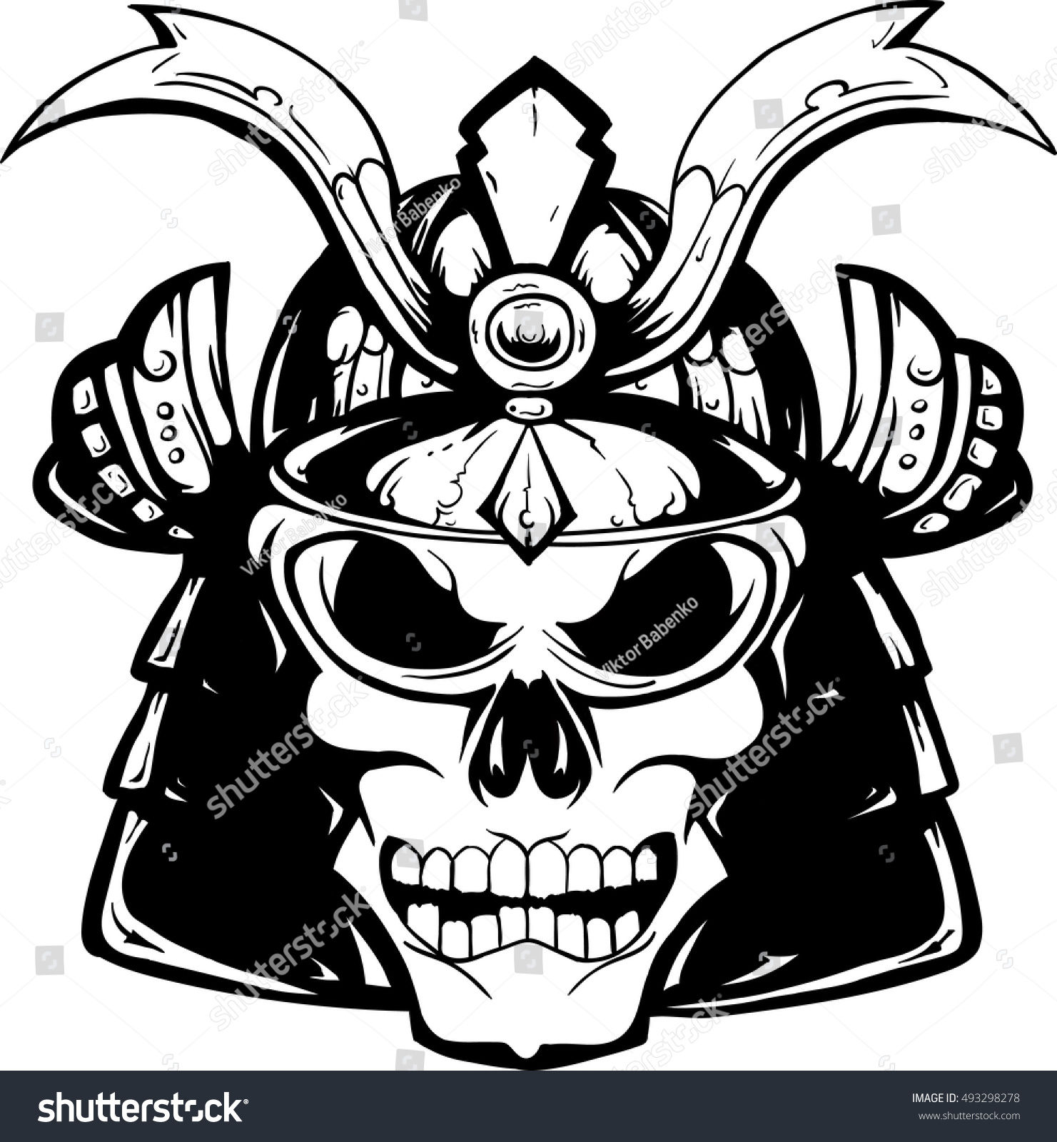 Samurai Mask Hell Stock Vector 493298278 - Shutterstock