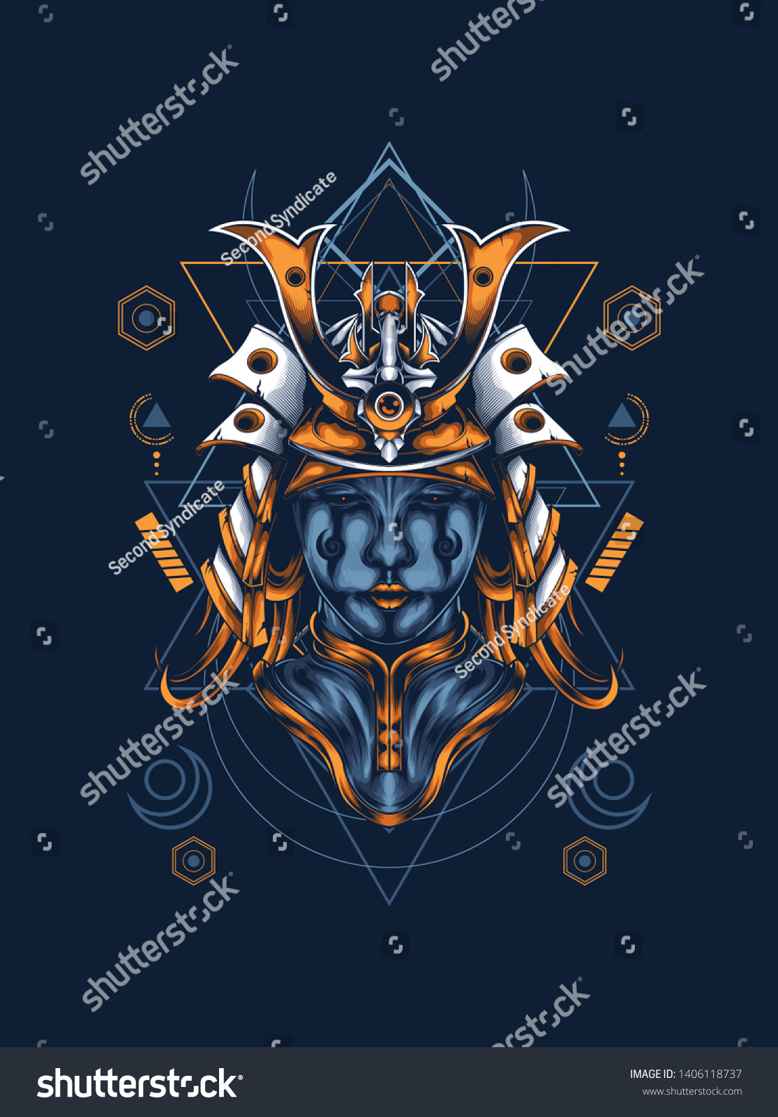 Samurai Mask Sacred Geometry Pattern Stock Vector (Royalty Free ...