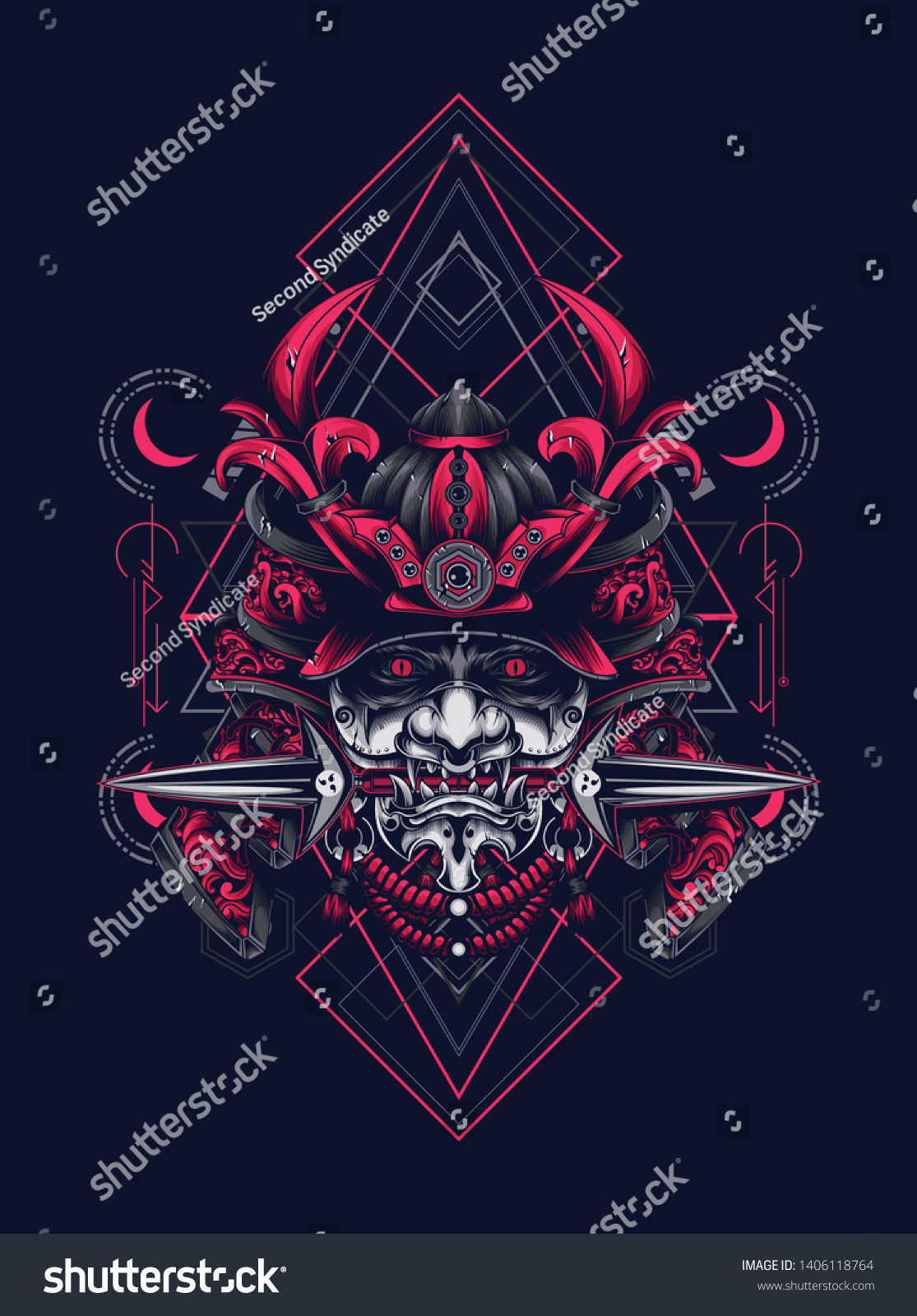Samurai Mask Sacred Geometry Pattern Stock Vector (Royalty Free ...