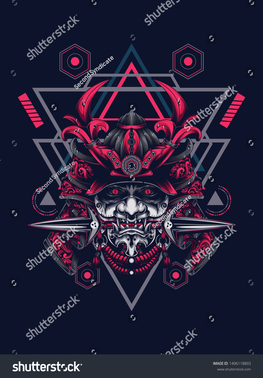 Samurai Mask Sacred Geometry Pattern Stock Vector (Royalty Free) 1406118803