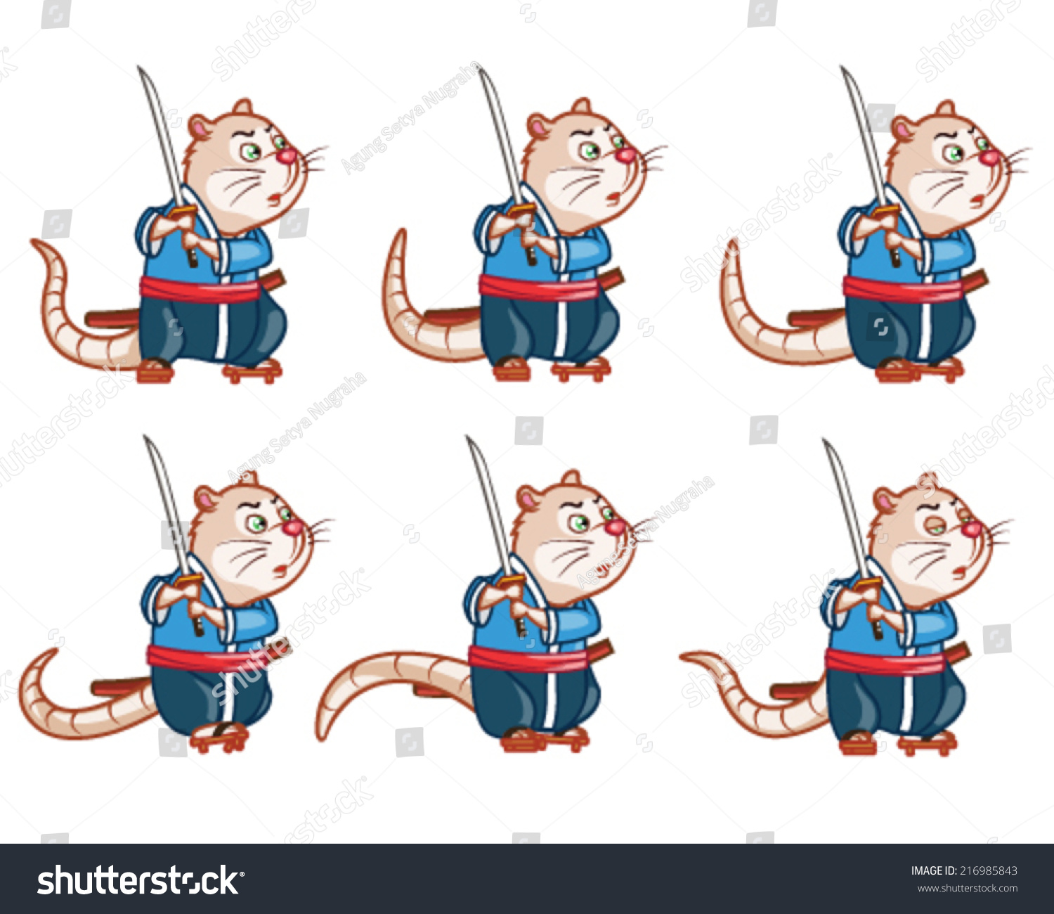 Samurai Mouse Walk Sprite Stock Vector (Royalty Free) 216985843