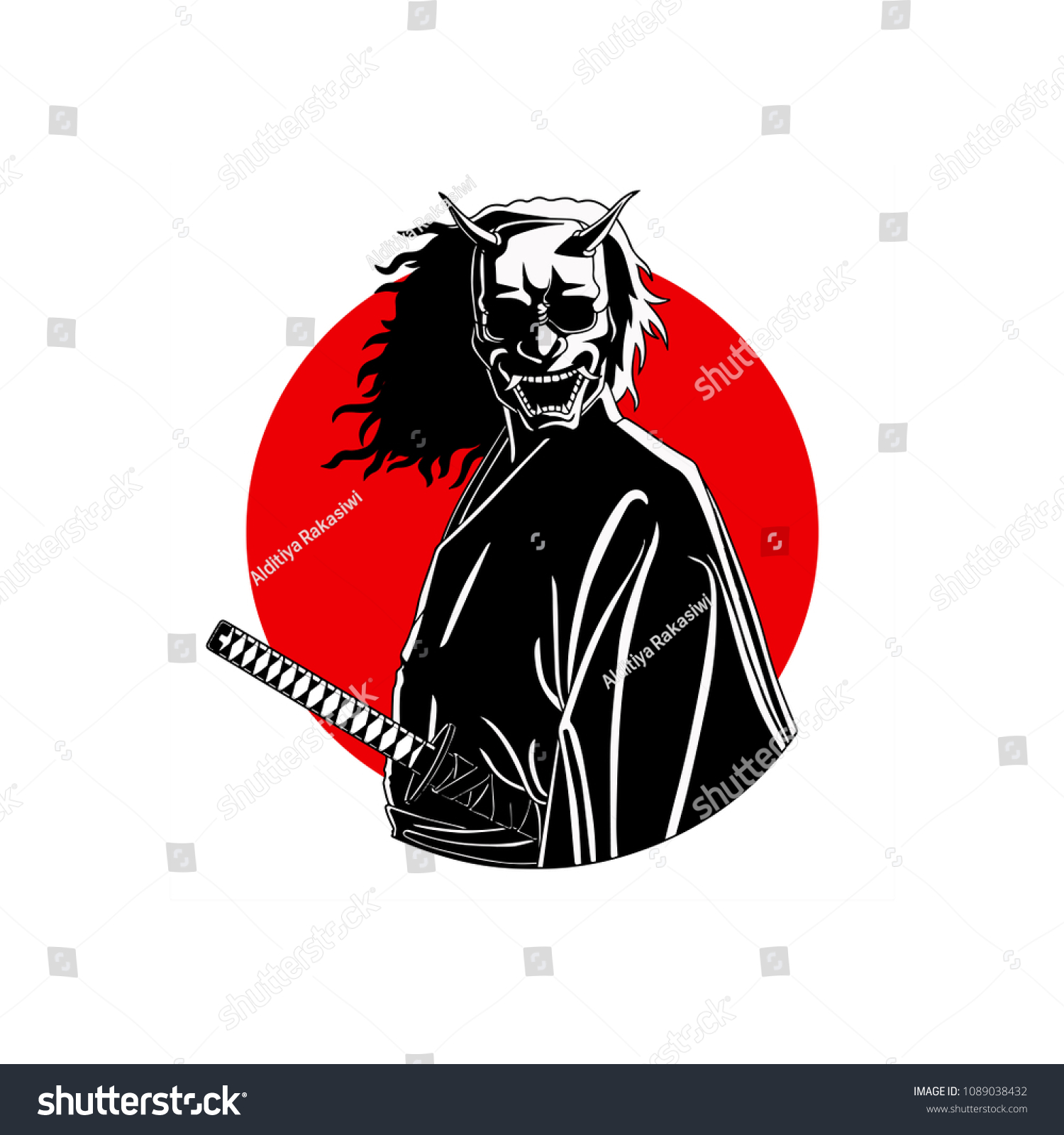 Samurai Oni Isolated Vector Illustration: เวกเตอร์สต็อก (ปลอดค่า ...