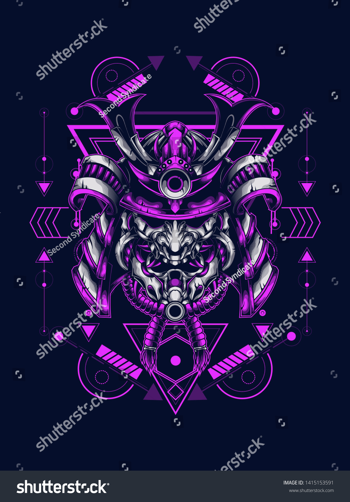 Samurai Oni Mask Sacred Geometry Pattern Stock Vector (Royalty Free ...