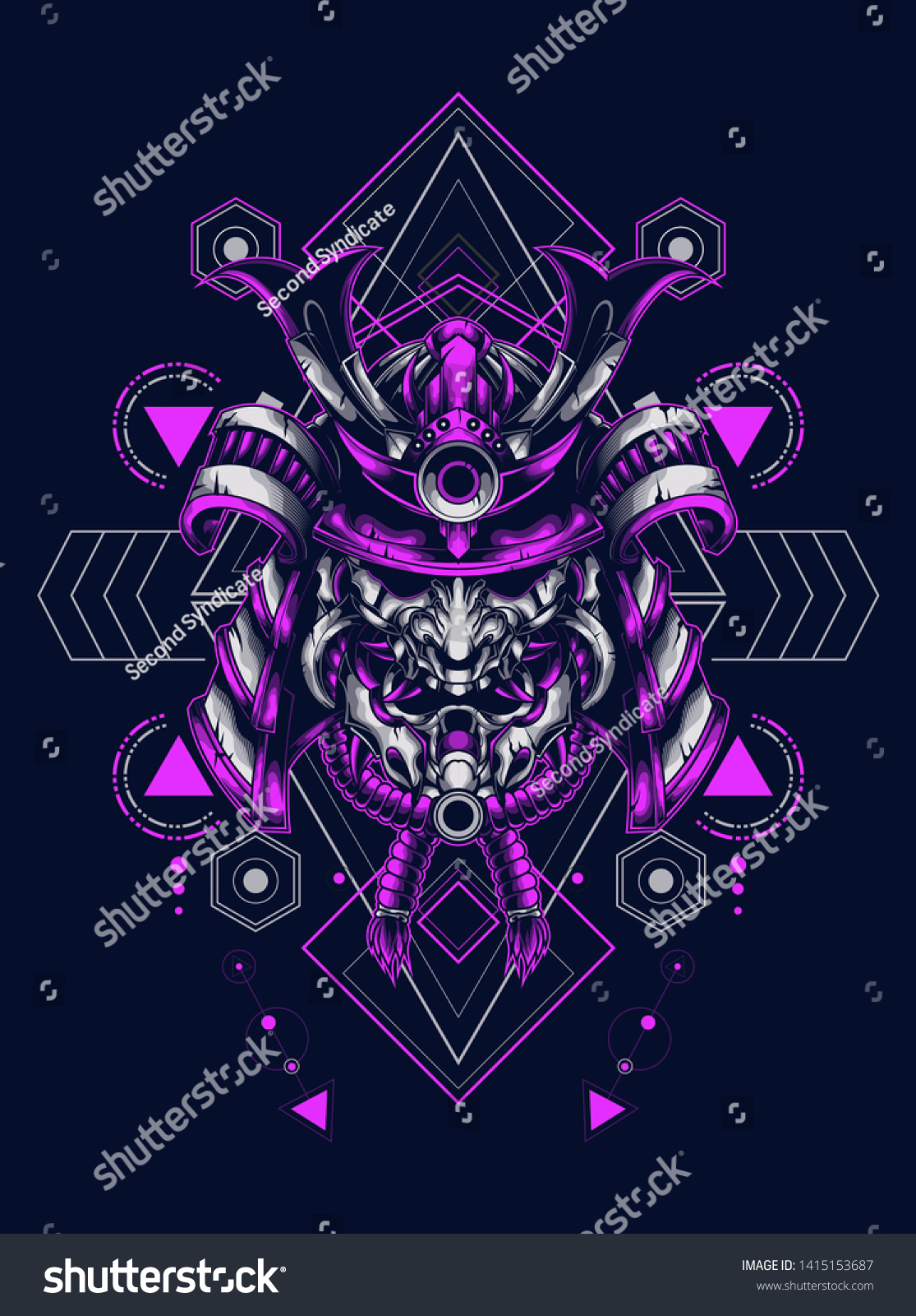Samurai Oni Mask Sacred Geometry Pattern Stock Vector (Royalty Free ...