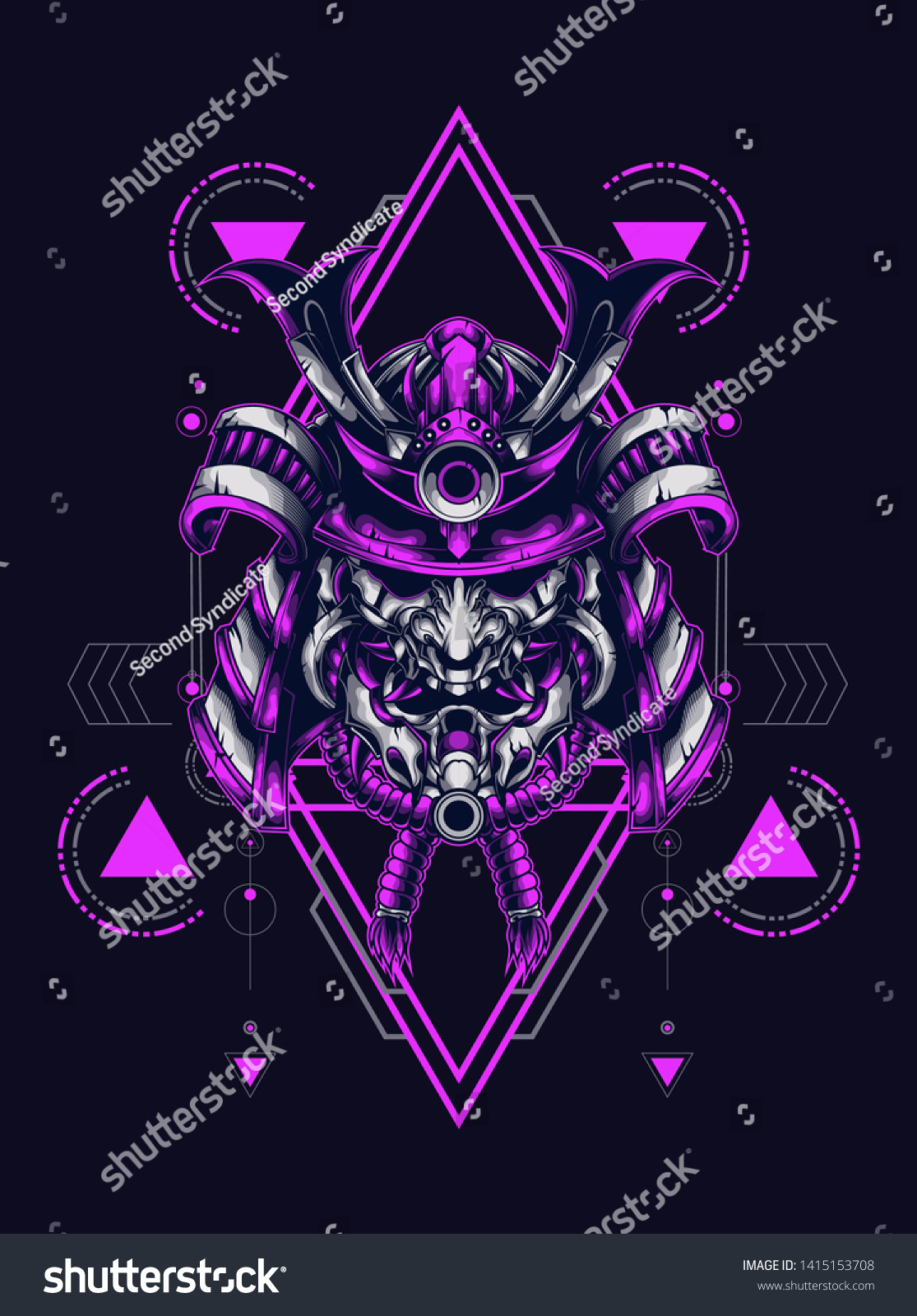 Samurai Oni Mask Sacred Geometry Pattern Stock Vector (Royalty Free ...