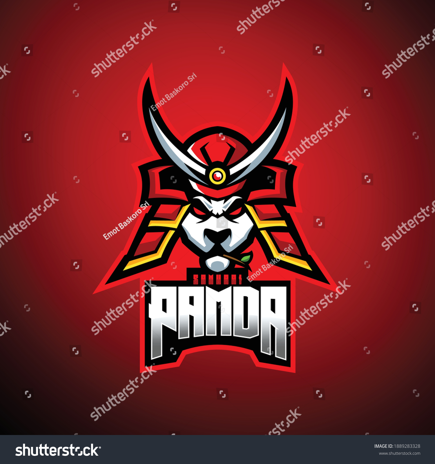 Samurai Panda Mascot Logo Templates Stock Vector (Royalty Free) 1889283328