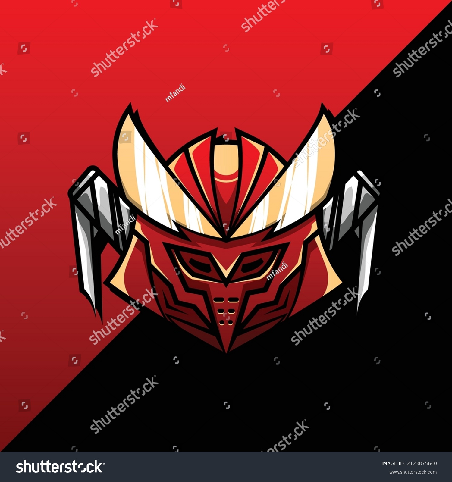 Samurai Robot Head Vector Character Stock Vector (Royalty Free ...