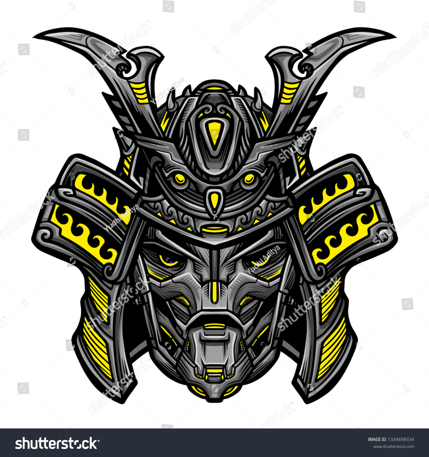 Samurai Robot Vector Illustration Stock Vector (Royalty Free) 1334698334
