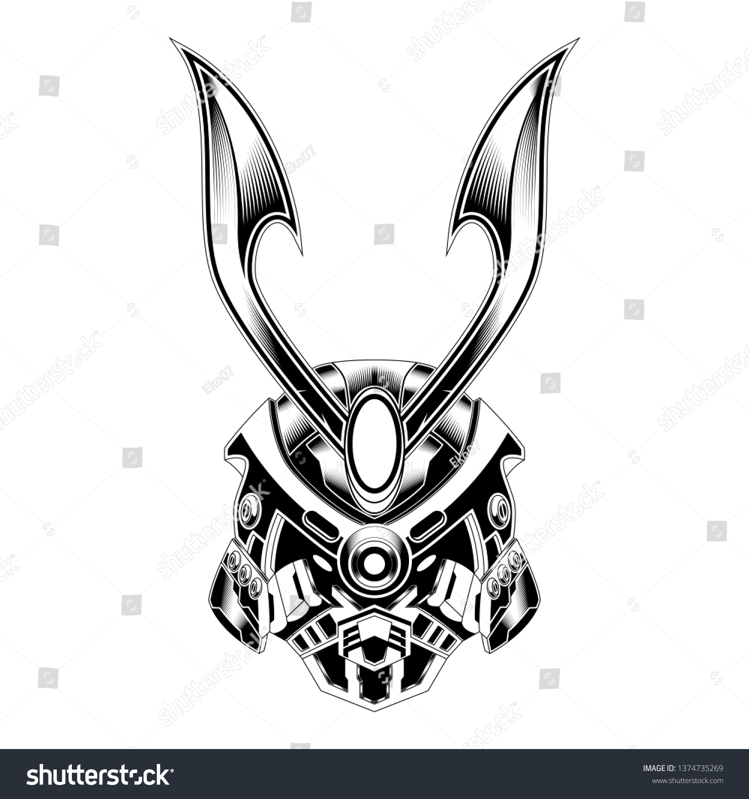 Samurai Ronin Robot Cyborg Vector Illustration Stock Vector (Royalty ...