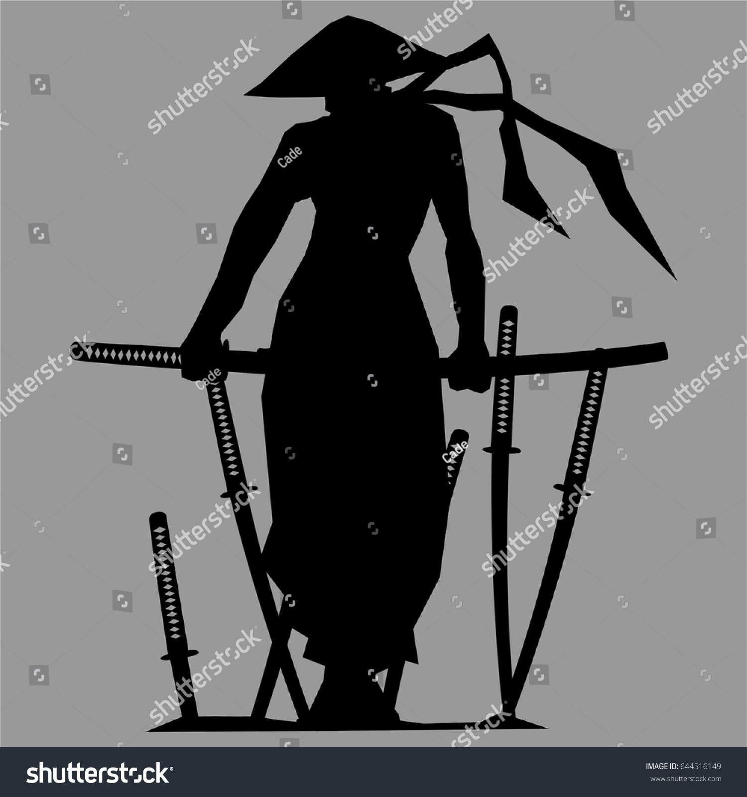 Samurai Silhouette Stock Vector (Royalty Free) 644516149