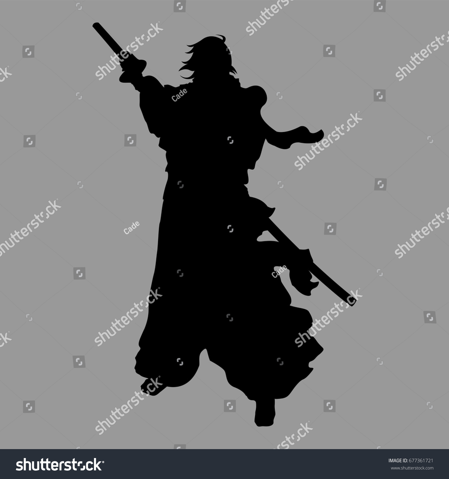 Samurai Silhouette: เวกเตอร์สต็อก (ปลอดค่าลิขสิทธิ์) 677361721 ...
