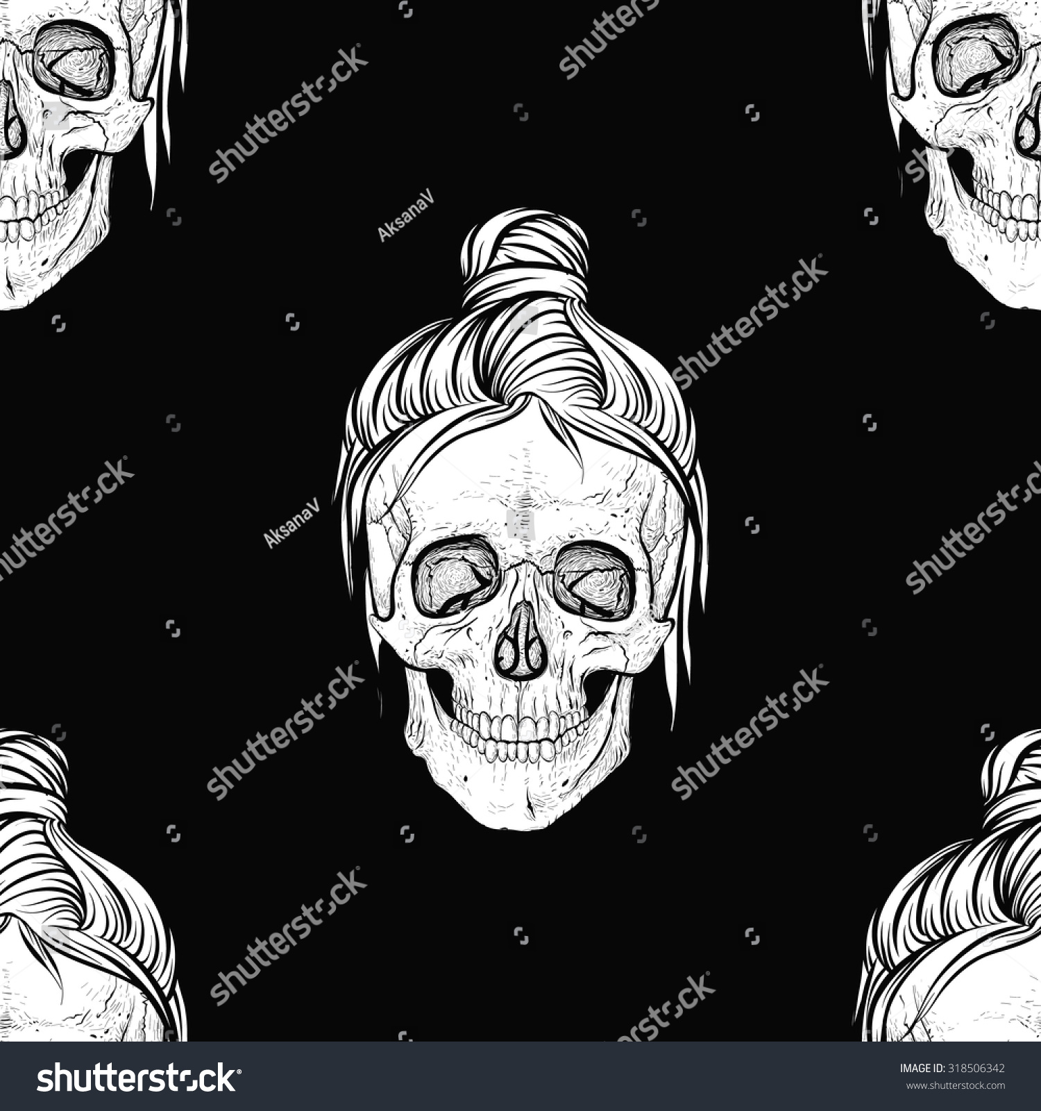 Samurai Skullseamless Pattern Background: เวกเตอร์สต็อก (ปลอดค่า ...