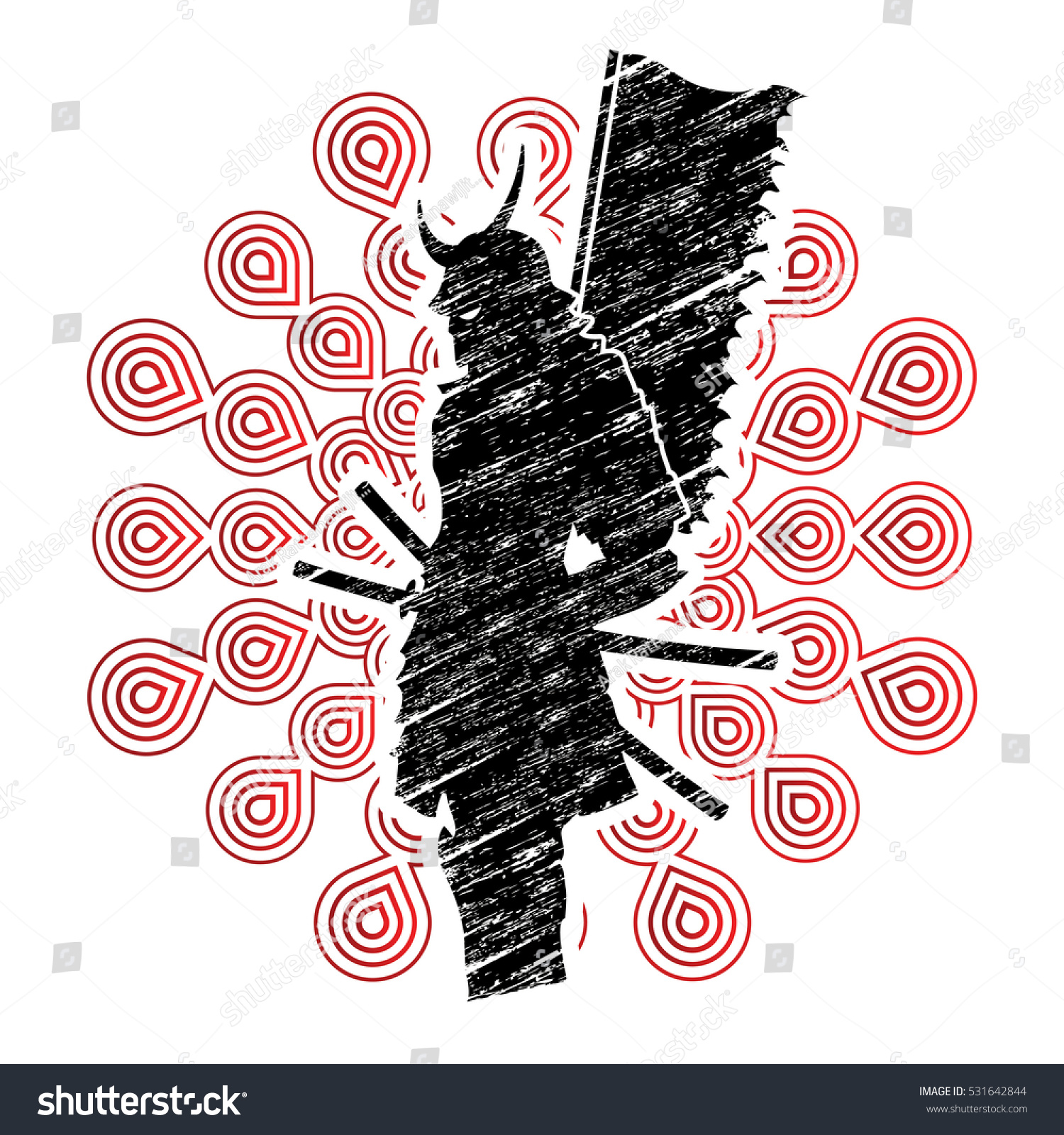 Samurai Standing Designed On Fireworks Background Stock Vector (Royalty ...