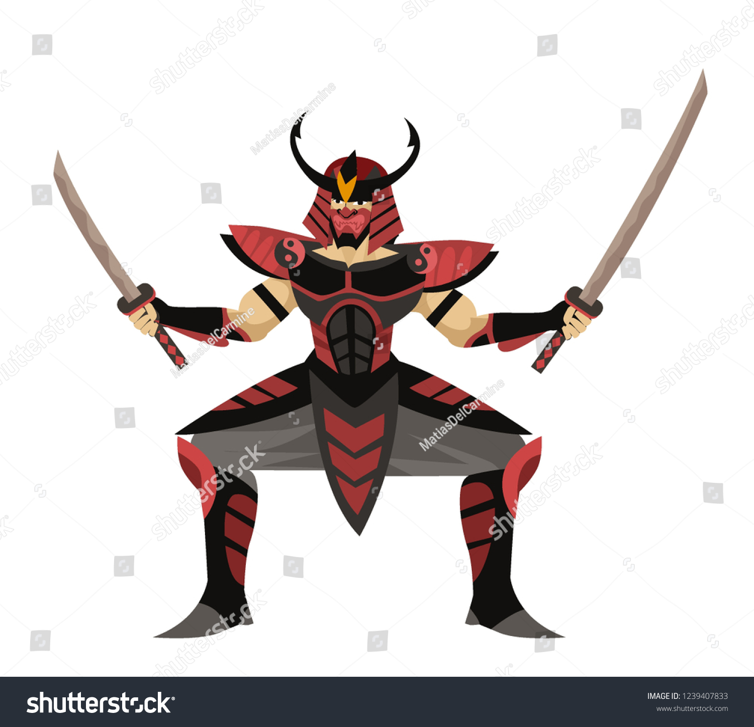 Samurai Strong Warrior Stock Vector (Royalty Free) 1239407833 ...