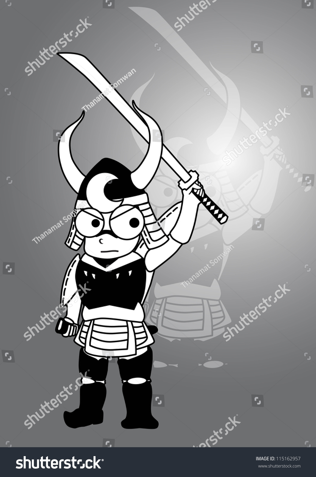 Samurai Vector Cartoon Stock Vector (Royalty Free) 115162957 | Shutterstock