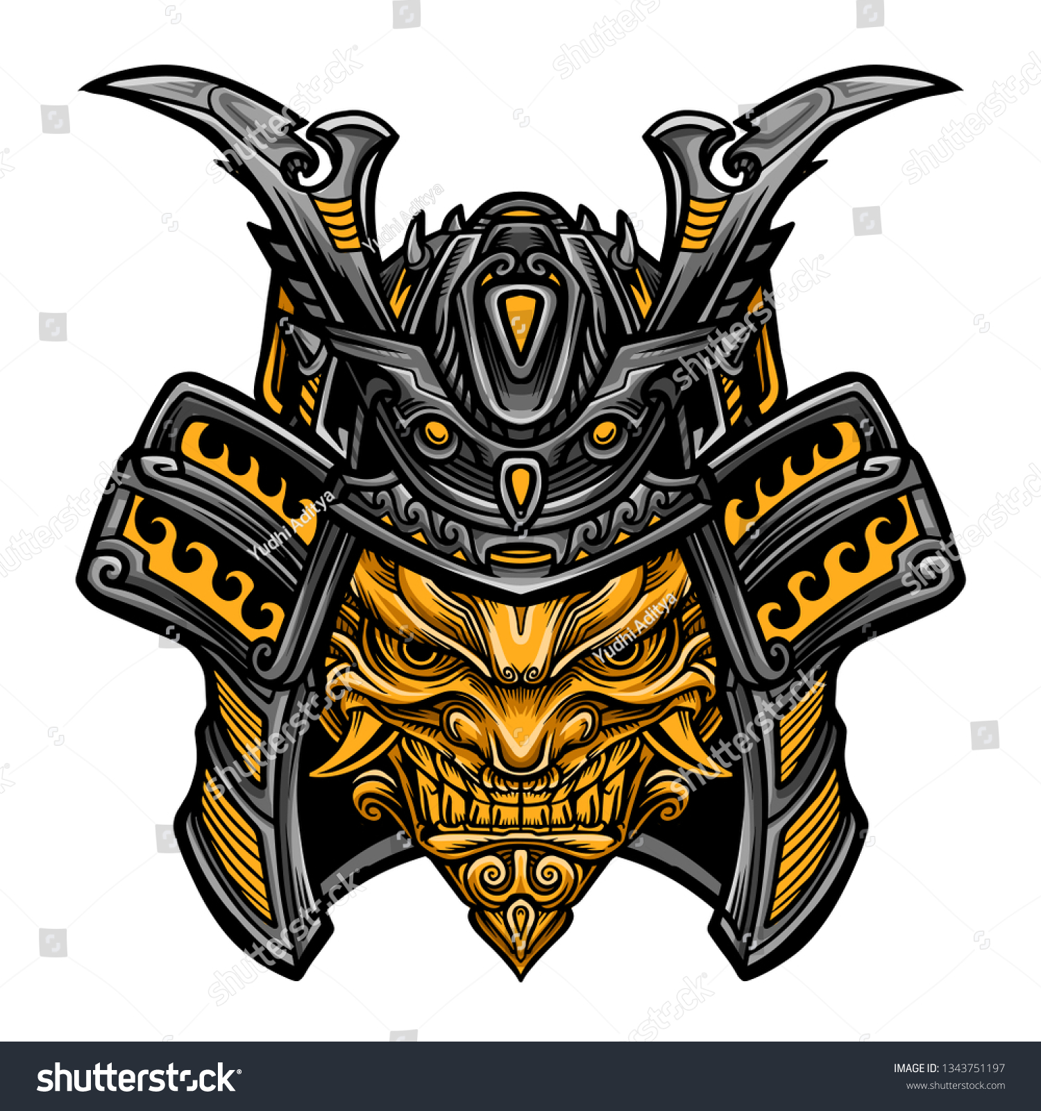 Samurai Warrior Mask Vector Illustration Stock Vector (Royalty Free ...