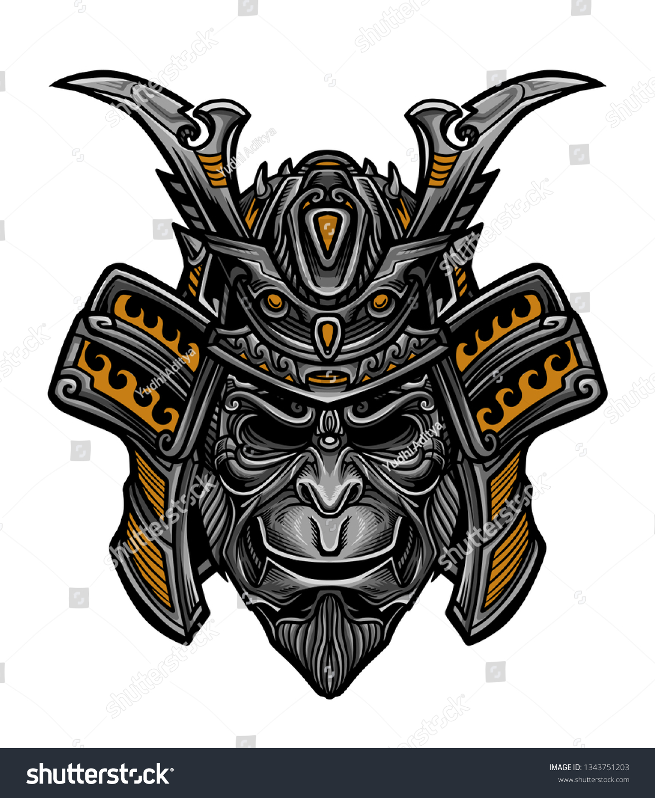 Samurai Warrior Mask Vector Illustration Stock Vector (Royalty Free ...