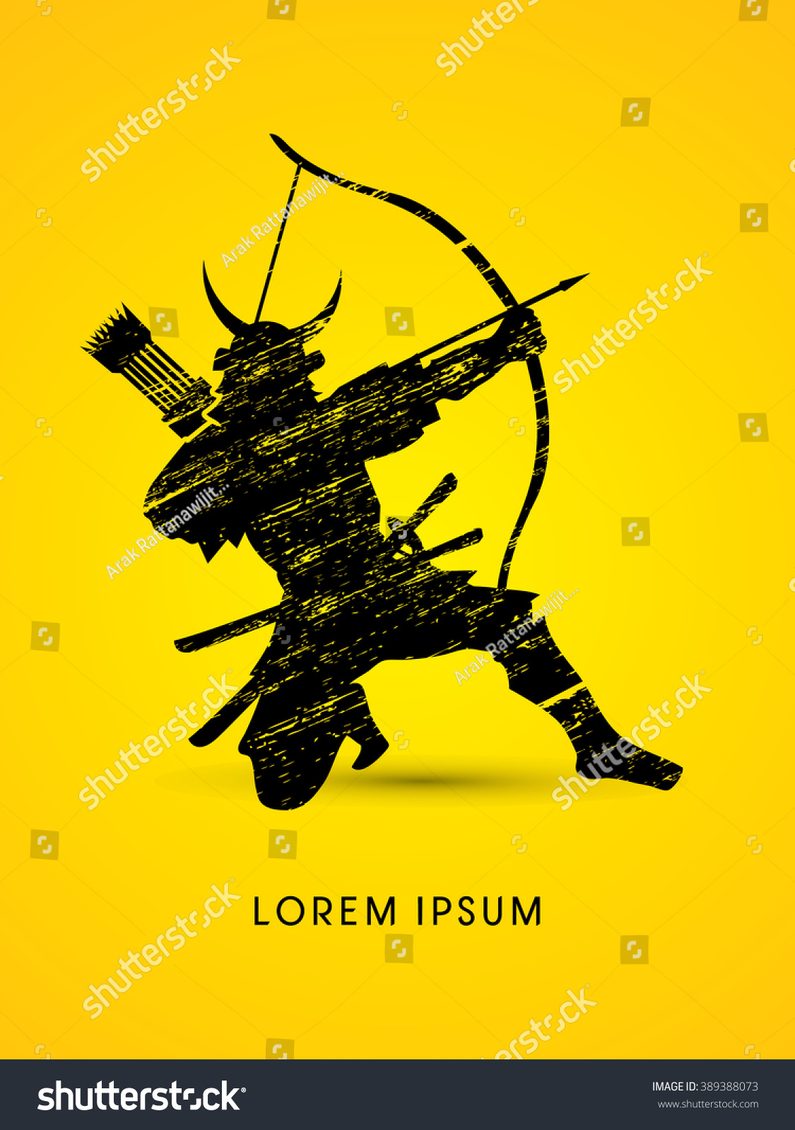 Samurai Warrior Bow Designed Using Grunge Stock Vector (Royalty Free ...