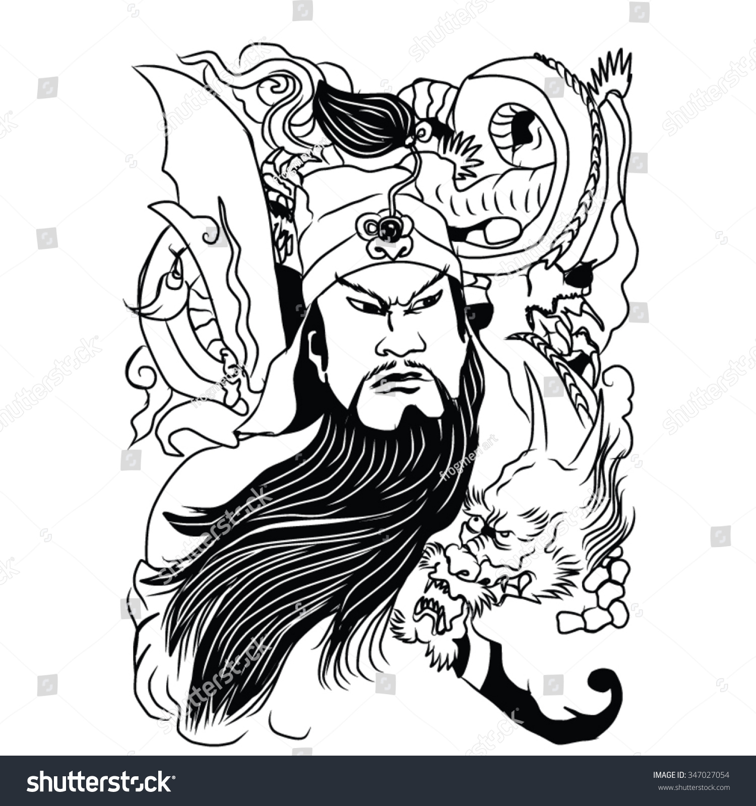 Samurai Dragon Stock Vector (Royalty Free) 347027054 | Shutterstock