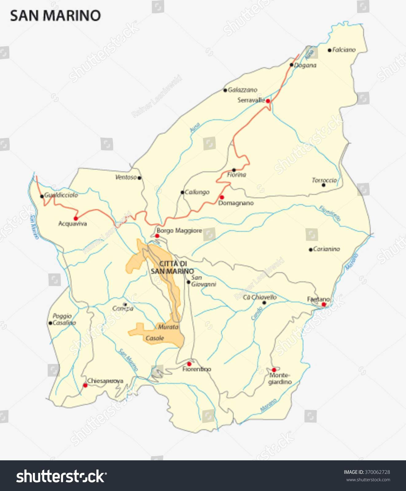 San Marino Road Map Stock Vector (Royalty Free) 370062728