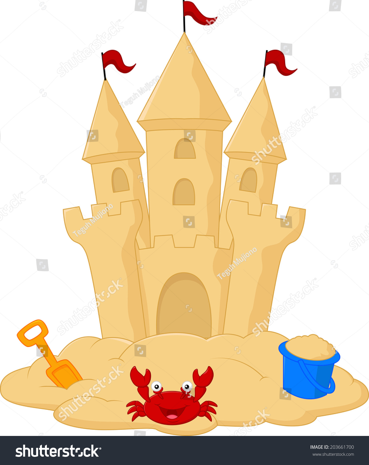 Sand Castle Cartoon Stock Vector 203661700 - Shutterstock