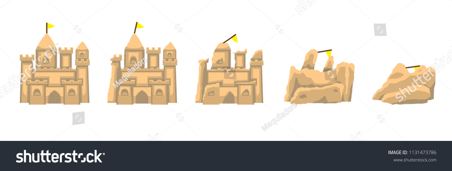 Sand Castle Melting Down Vector Illustration Stock Vector (Royalty Free ...