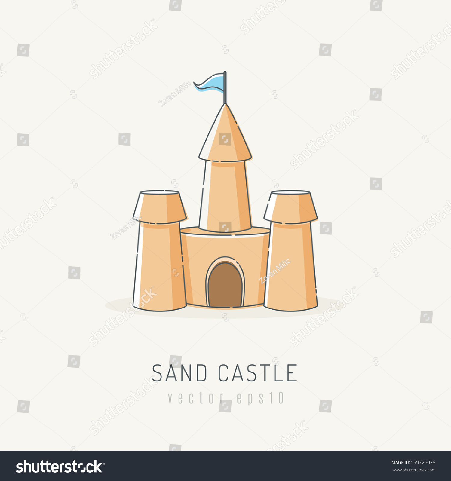 Sand Castle Vector Illustration Scribble Linework Stock Vector (Royalty ...