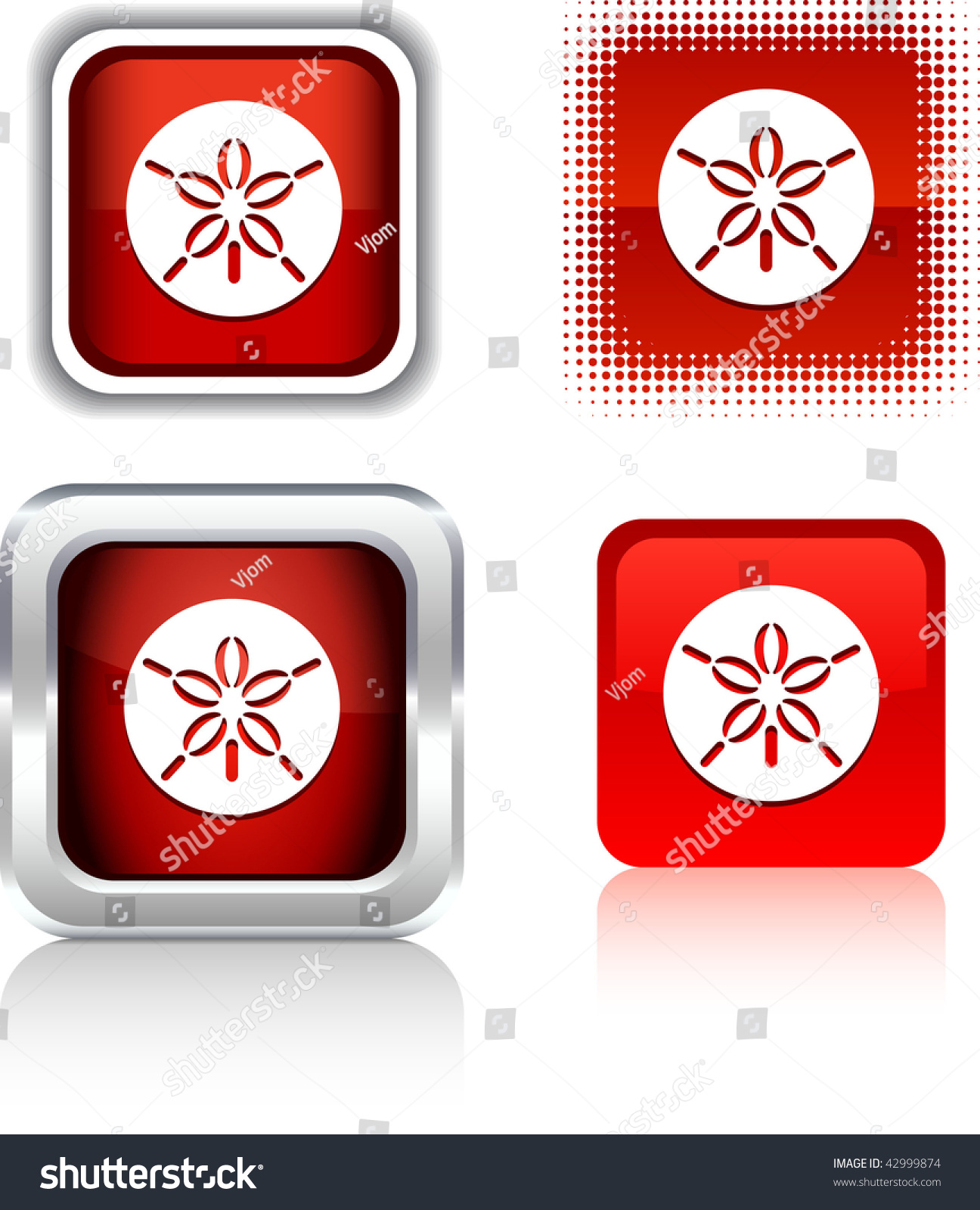 Sand Dollar Square Buttons Vector Illustration Stock Vector (Royalty ...