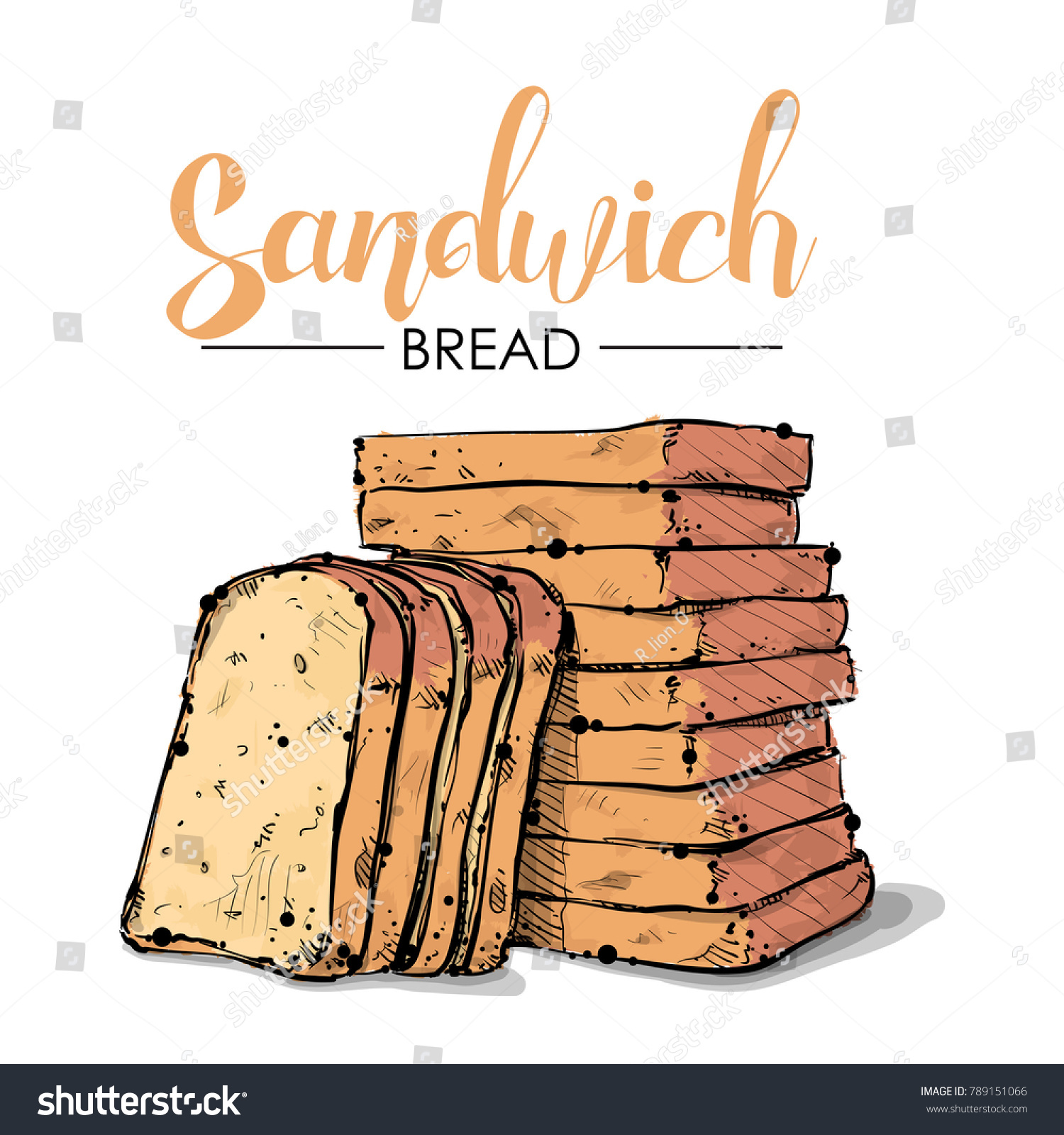 Sandwich Bread Drawing Sketch Style Vector Stock Vector (Royalty Free ...