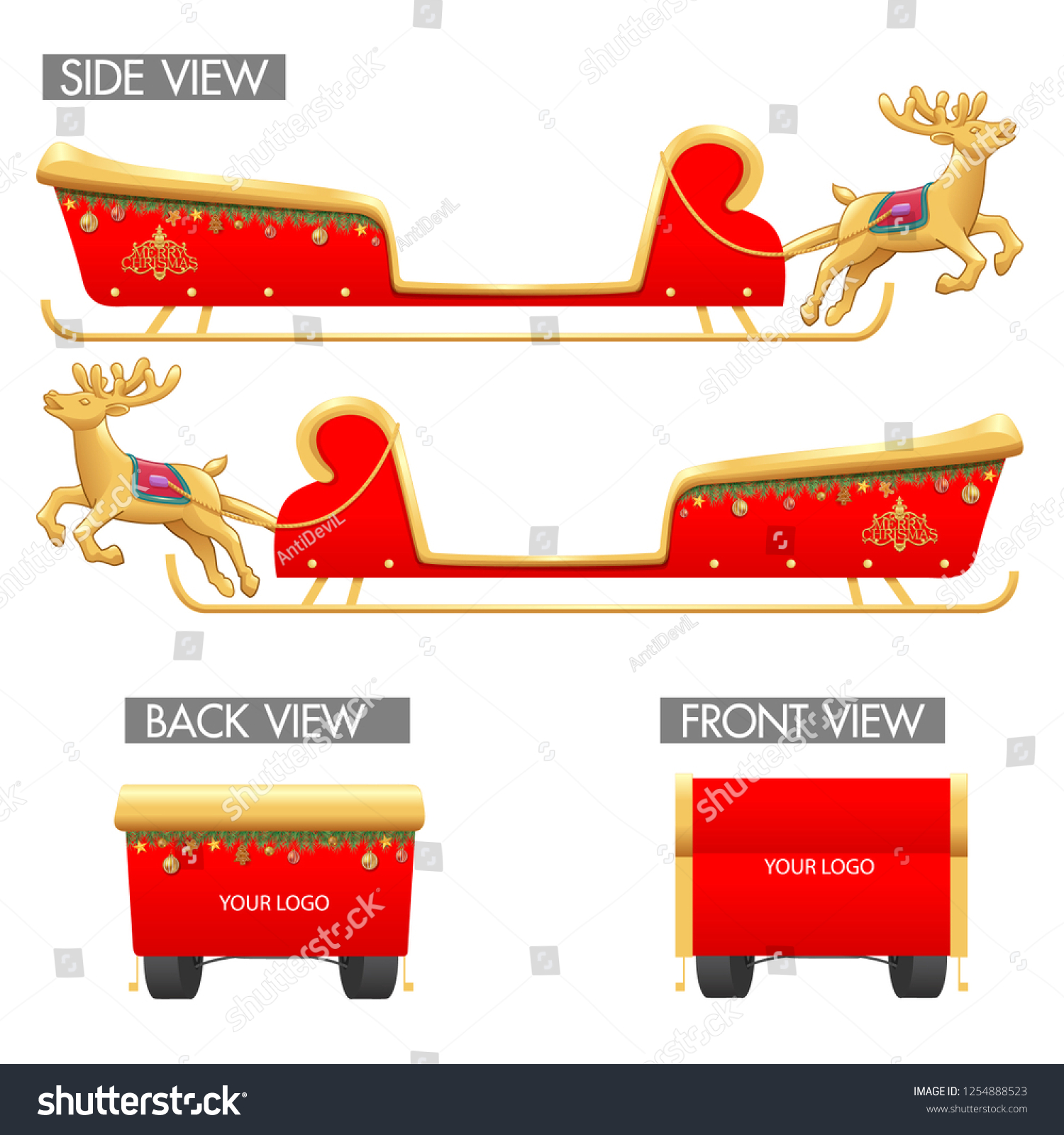 Santa Sleigh Template Vector Illustration Stock Vector (Royalty Free ...
