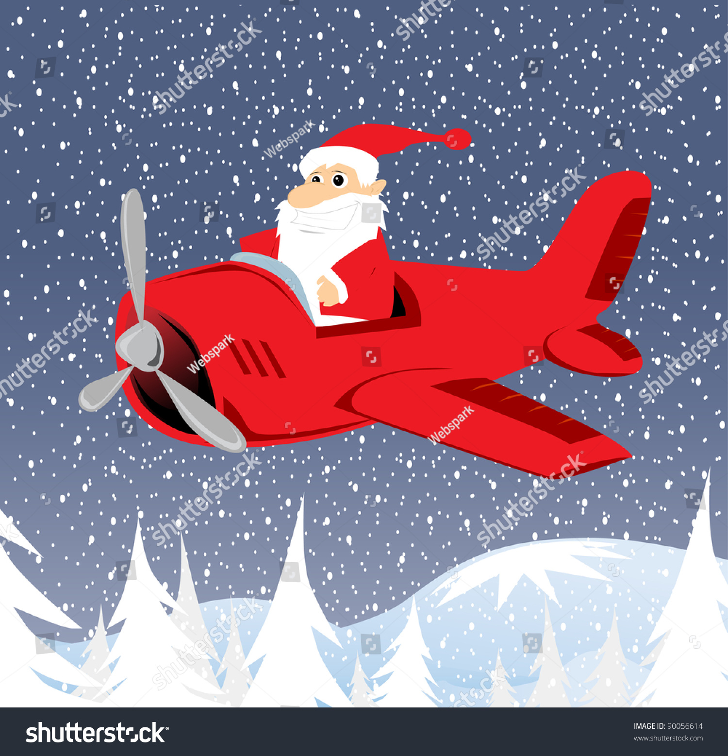 Santa With Airplane Stock Vector Illustration 90056614 : Shutterstock
